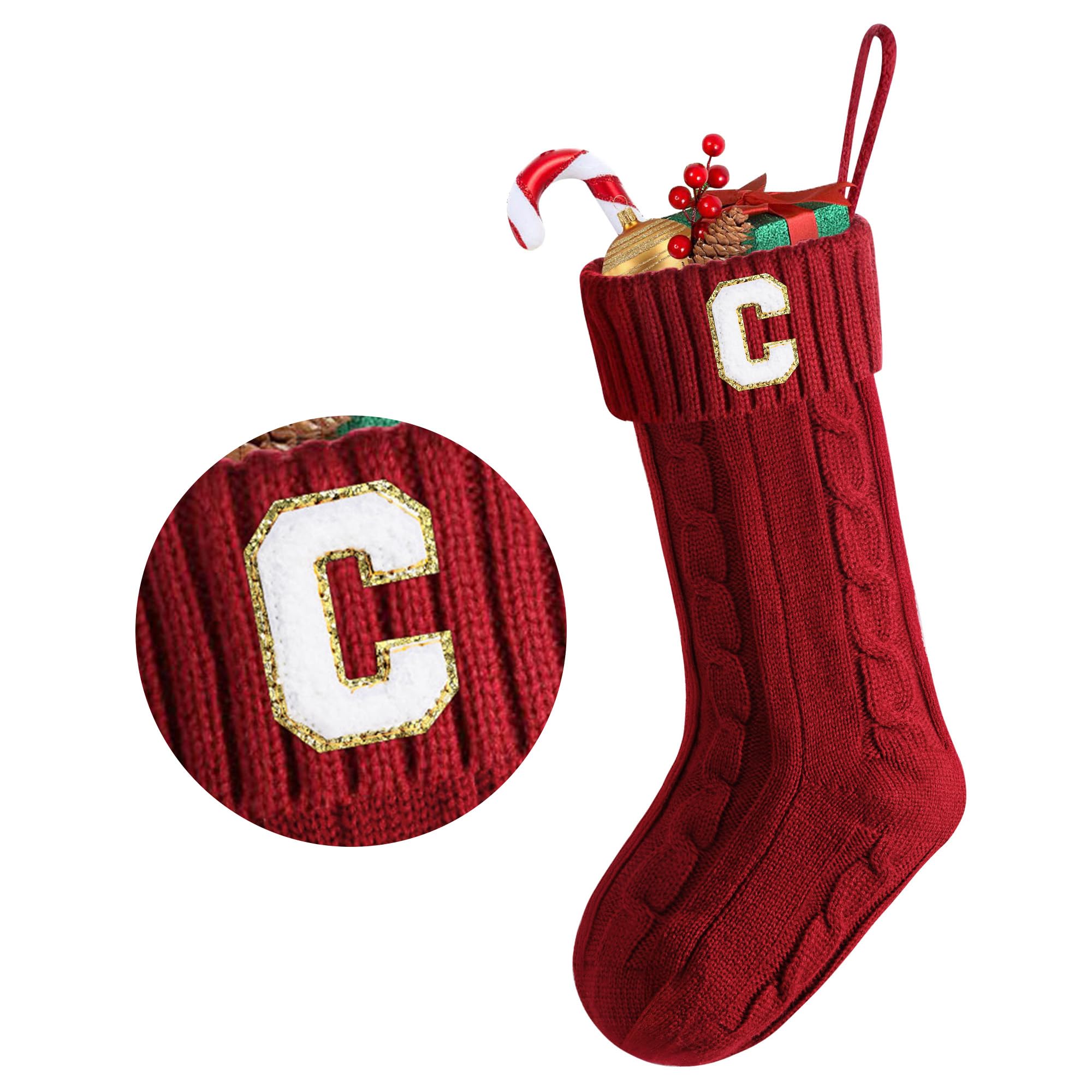 Amazon.com: Honeysea Christmas Stockings with Names - 19.68" Knit ...