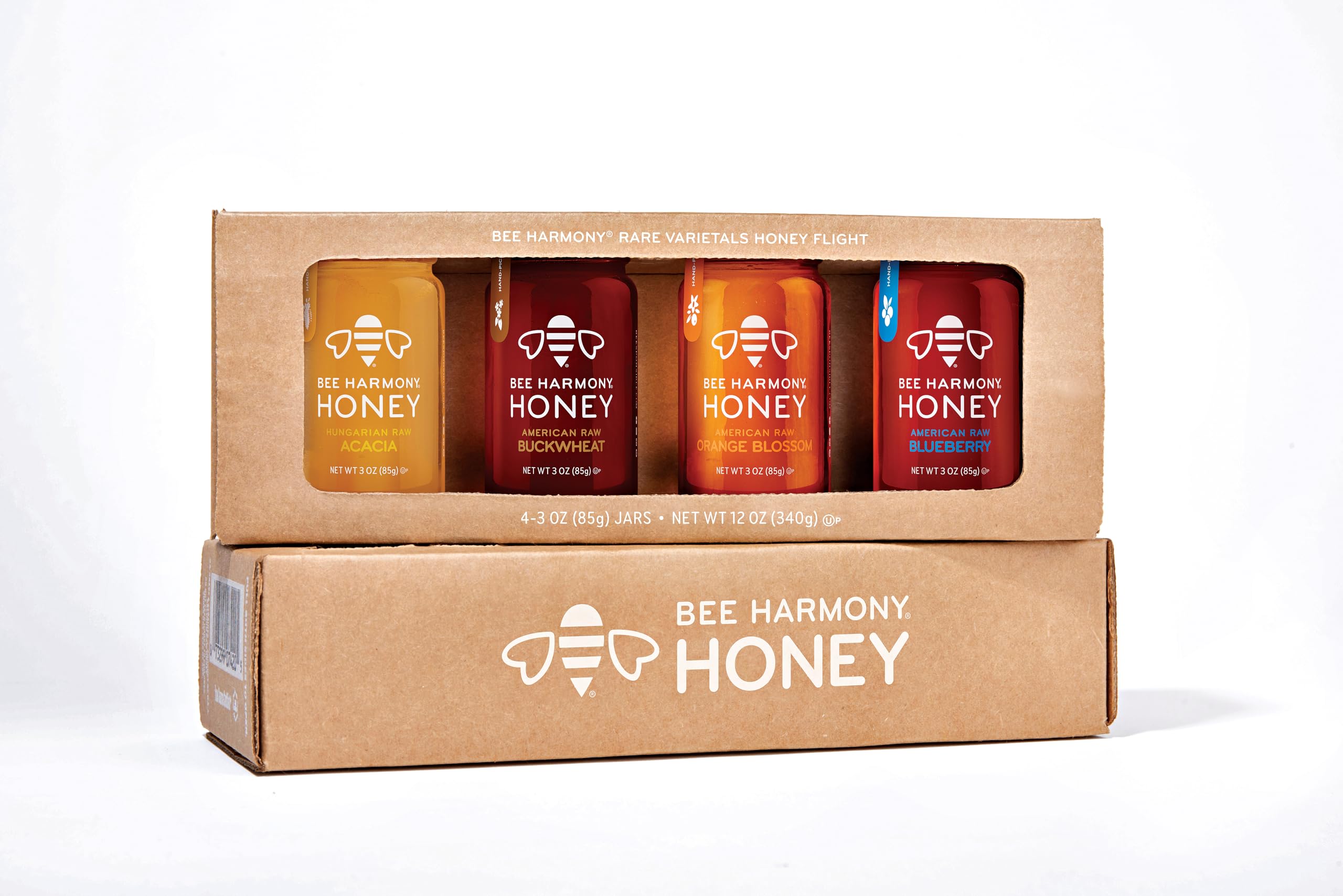 Amazon.com : Bee Harmony Rare Varietals Honey Flight, Mini Honey Gift ...