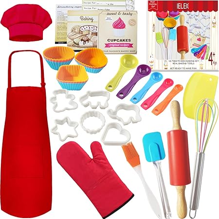 Real Kids Baking Set Pastry Cooking Kit Supplies Includes Kids Apron ...