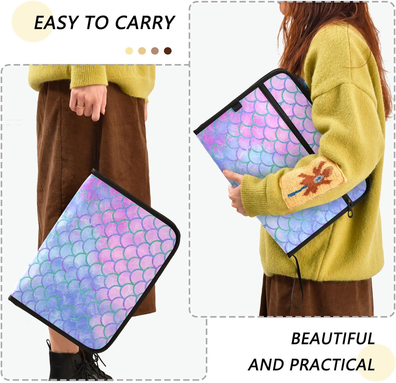 Blue Pink Mermaid Expanding File Folder for Documents A4 Letter Size ...