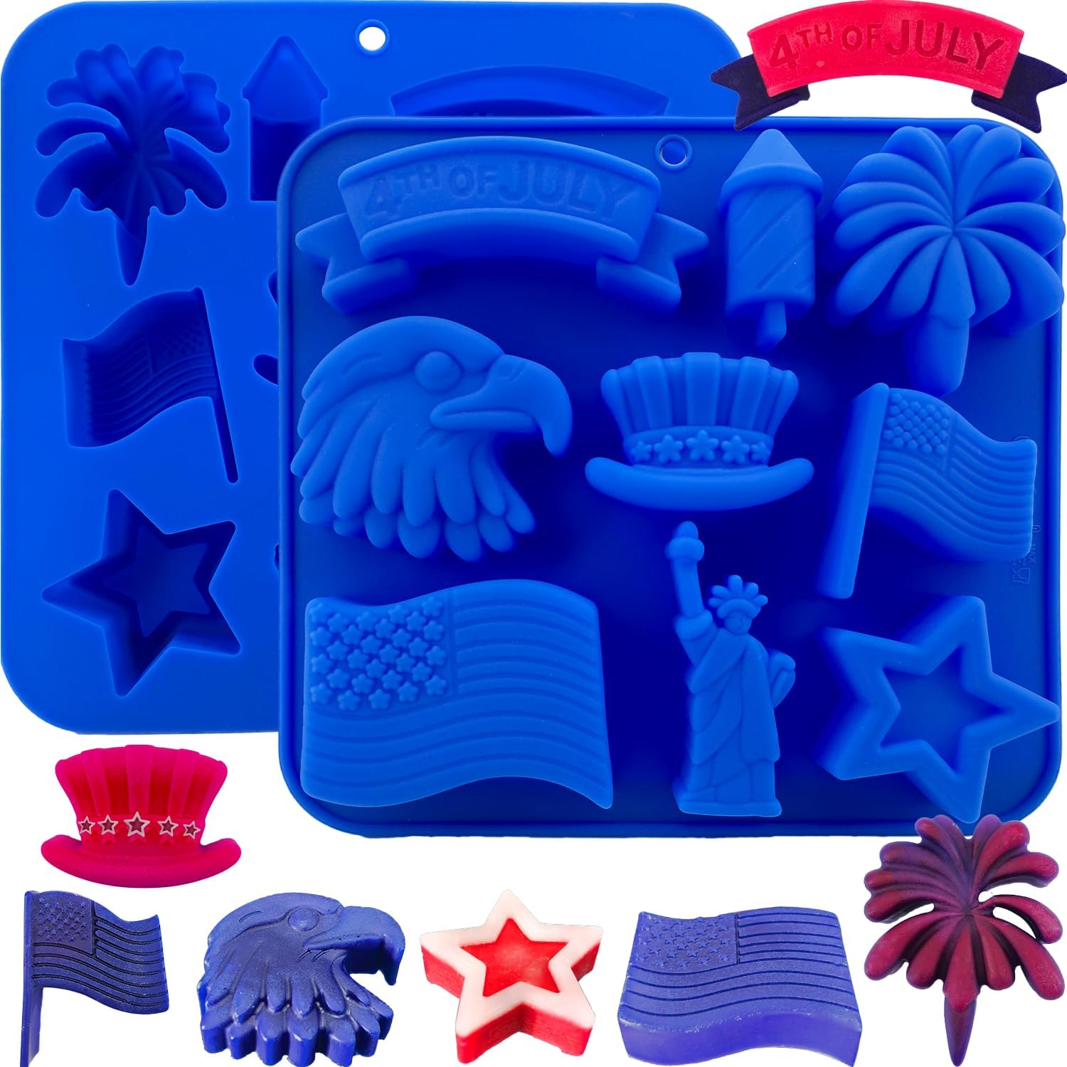 Amazon.com: 2 Pack Independence Day Chocolate Molds, 4th of July ...