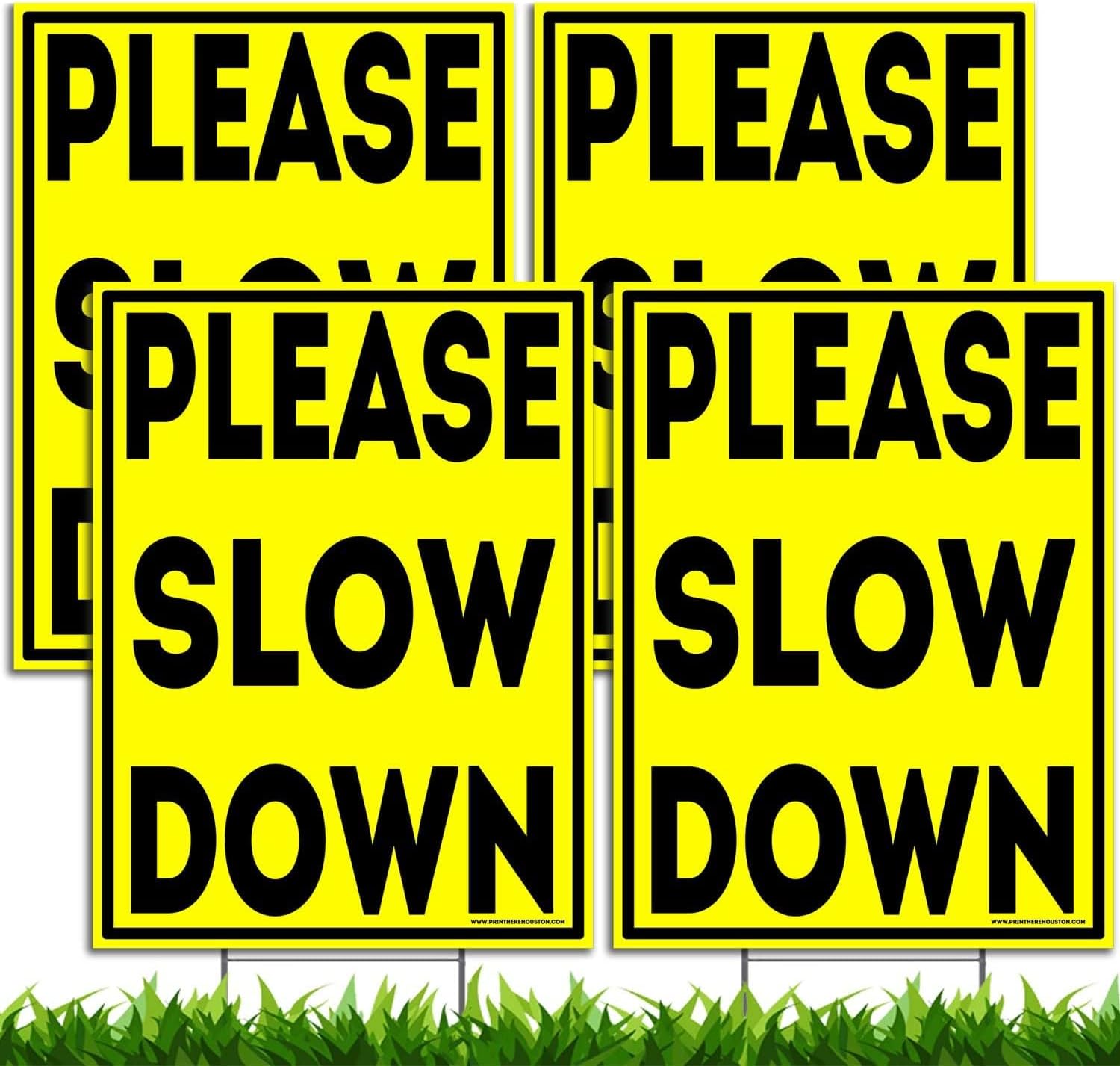 Amazon.com: Kichwit 2 Pack Double Sided Please Slow Down Sign Plastic ...