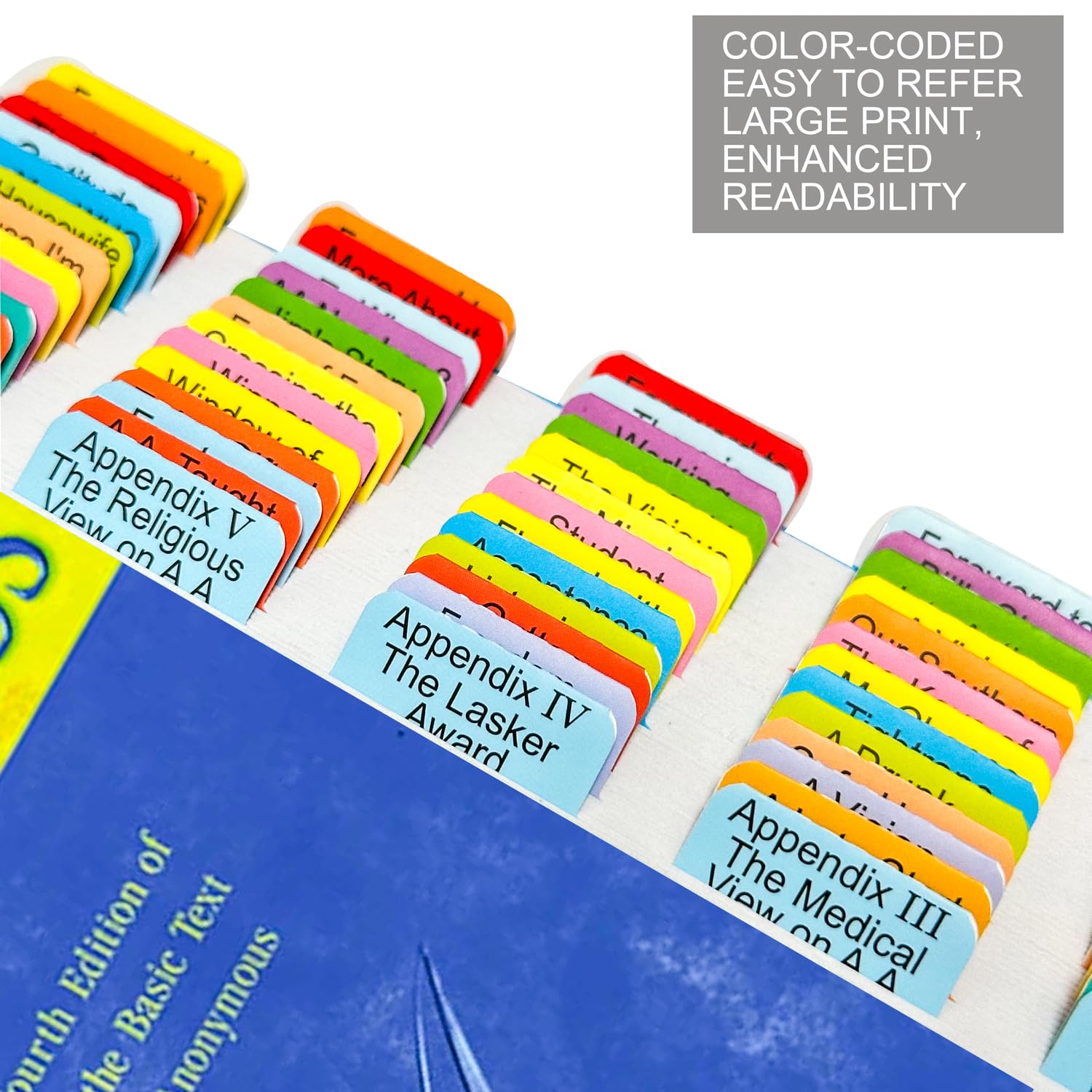 Book Tabs AA Big Book Color-Coded Index Tabs - Fourth Edition Laminated ...