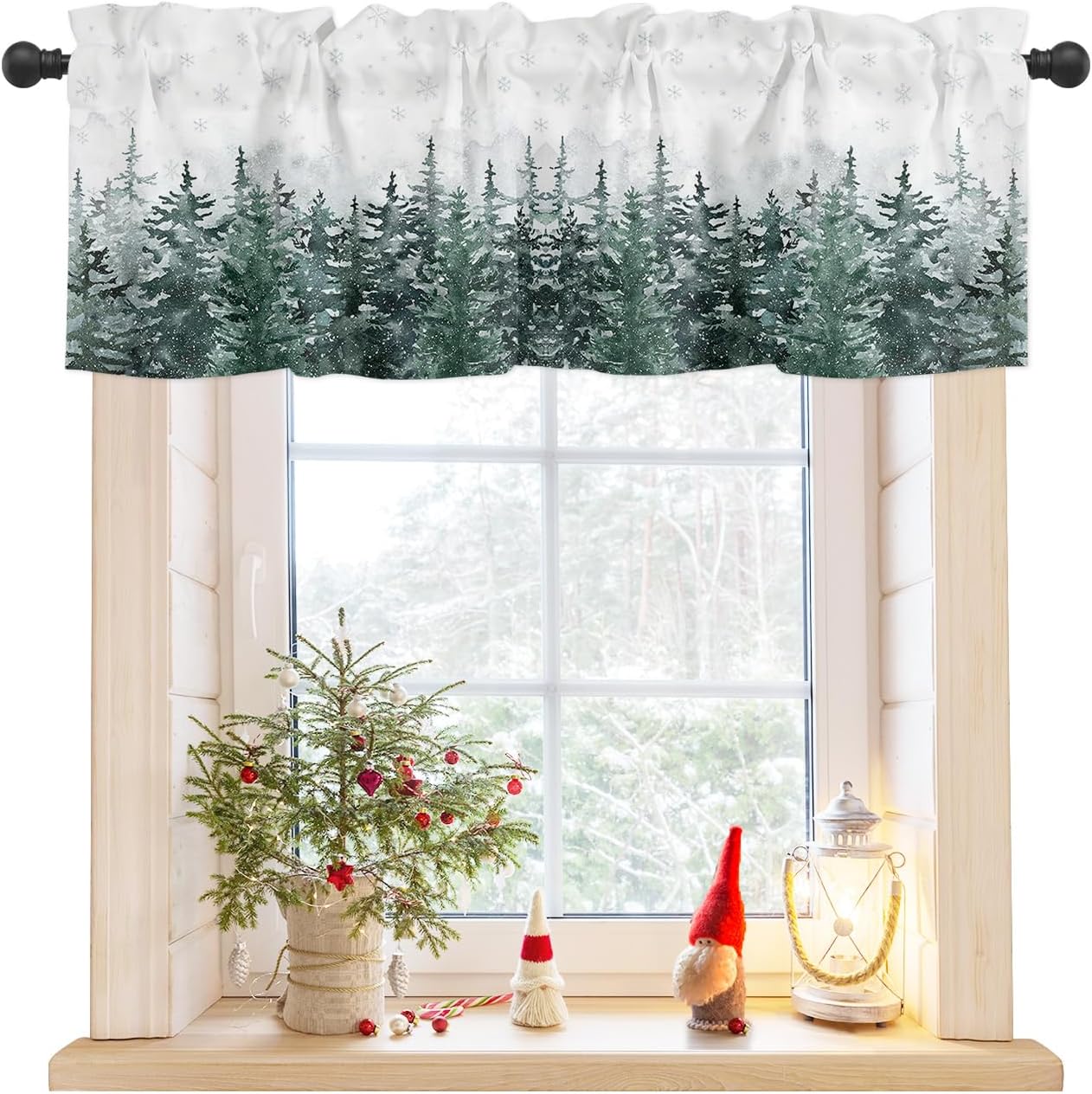 Amazon.com: Ambesonne Snowflake Window Valance, Winter Holiday ...