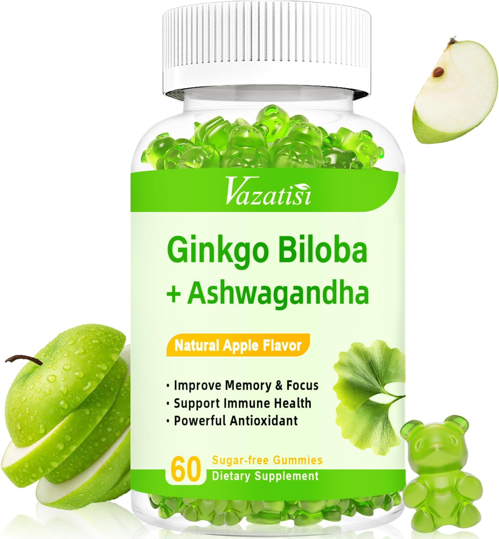 Amazon.com: Ginkgo Biloba Gummies with Ginseng Maca Root for Better ...