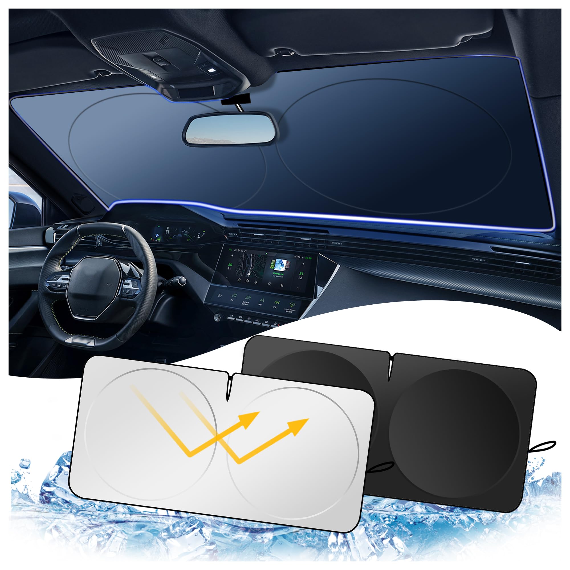 Amazon.com: Windshield Sun Shade with Opening,Super Insulated Sunshade ...