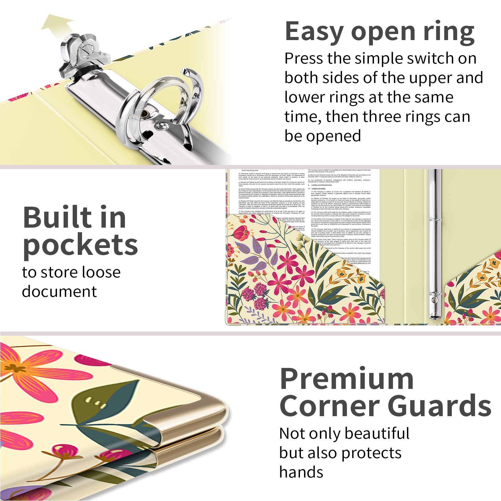 Snapklik.com : Ospelelf 3 Ring Binder 1/2 Inch, Cute Binder For Letter Size (11" X 8.5")