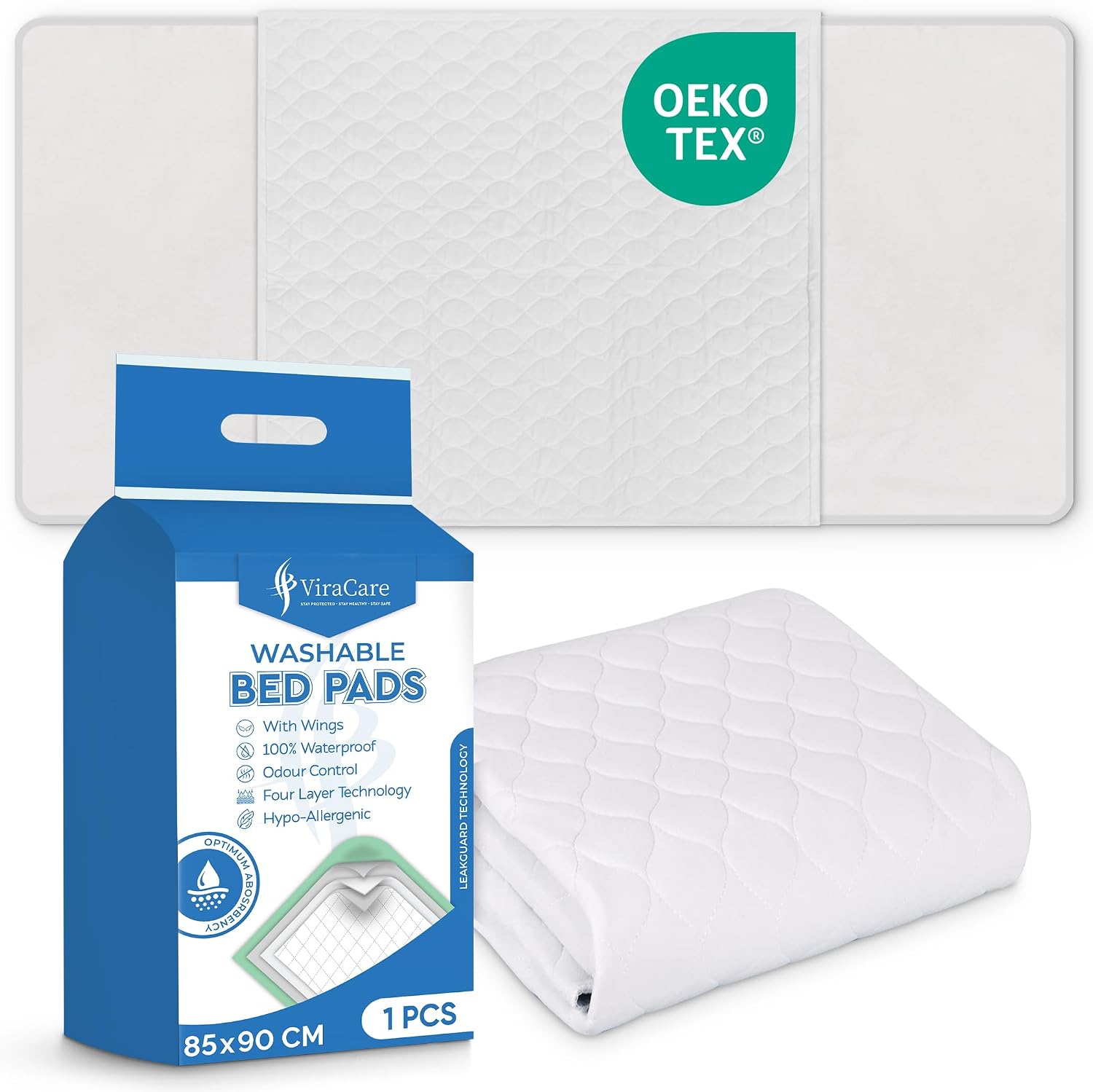1 x Washable Incontinence Bed Pads with Tucks/Flaps | 85 x 90 cm ...