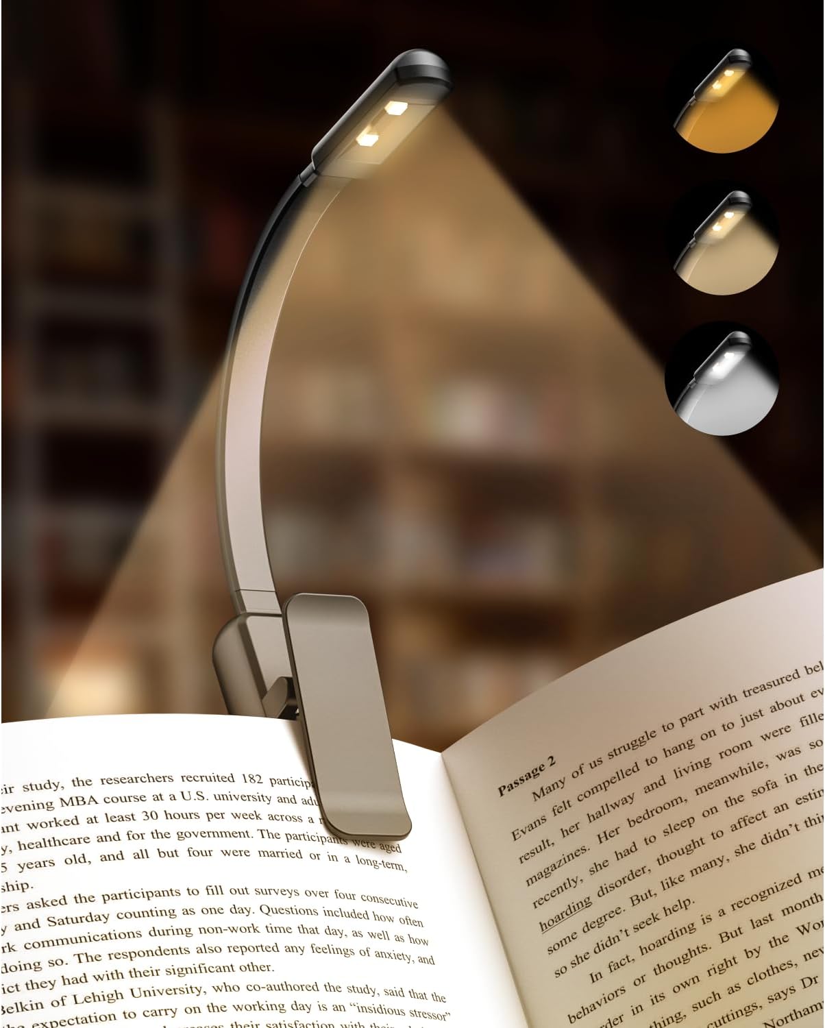 Amazon.com: ACEES Book Light, Reading Lights for Books in Bed, 3 Color ...