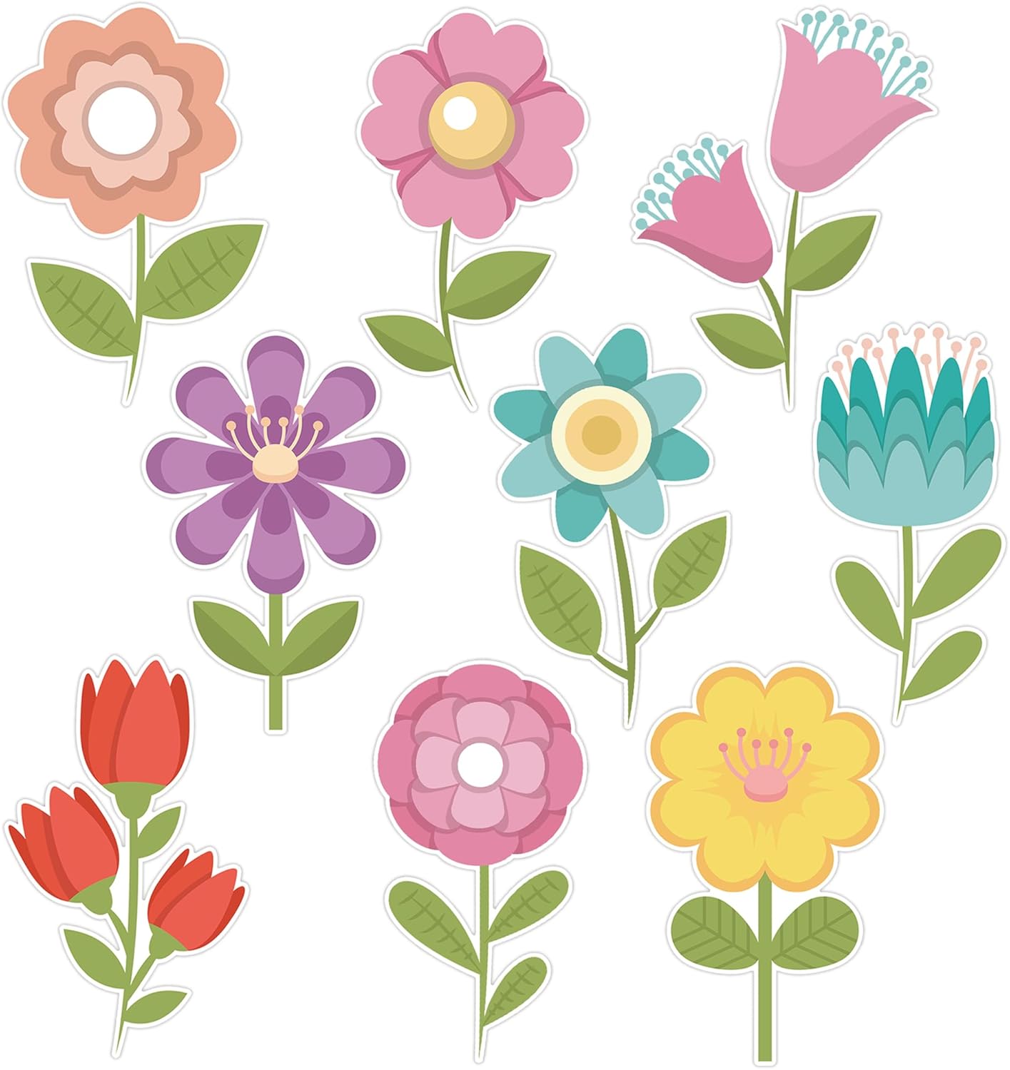 Amazon.com: Wonmon 45PCS Spring Flower Cutouts for Bulletin Board ...