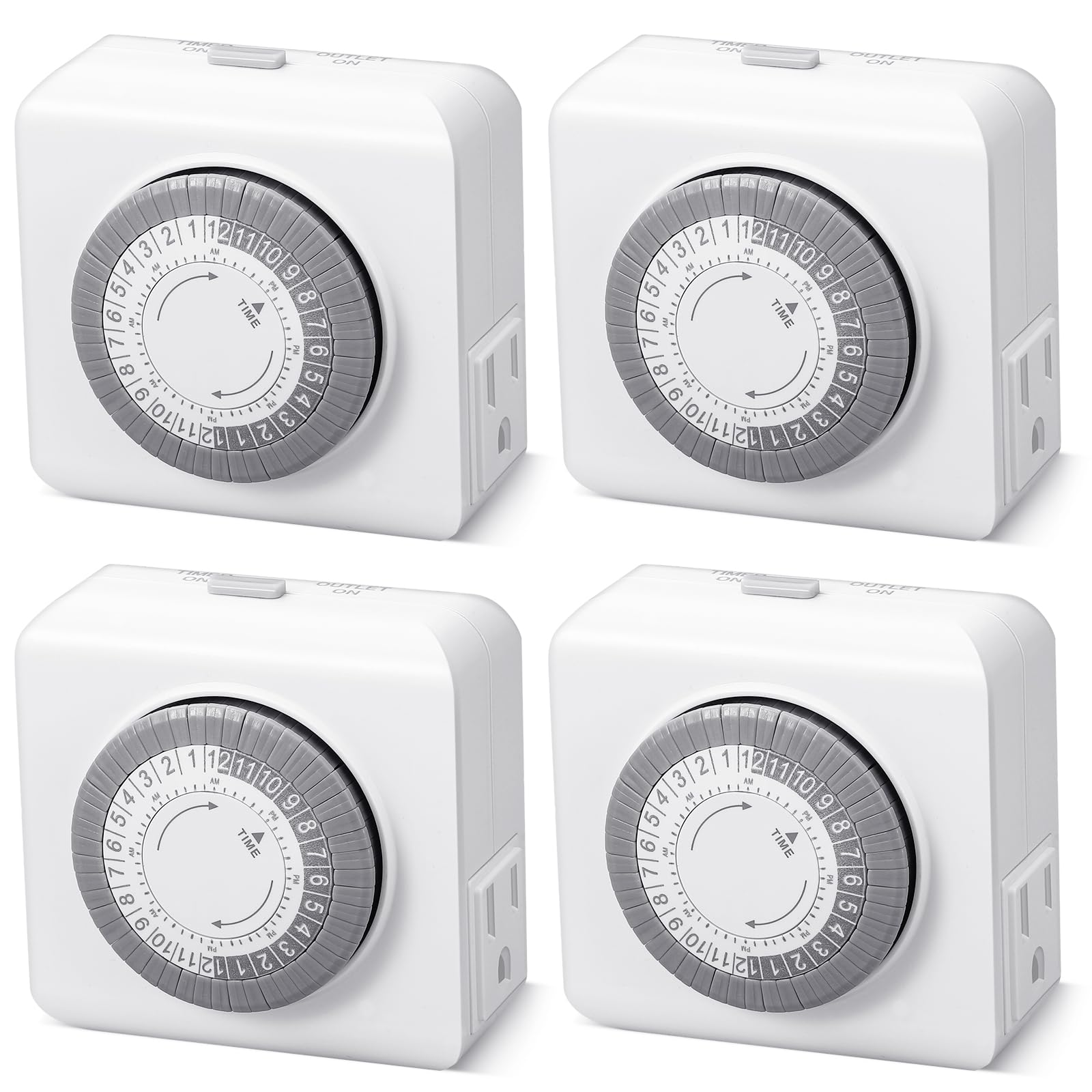 Maxdot 4 Pcs 24 Hour Timers for Electrical Outlets Heavy Duty Indoor ...