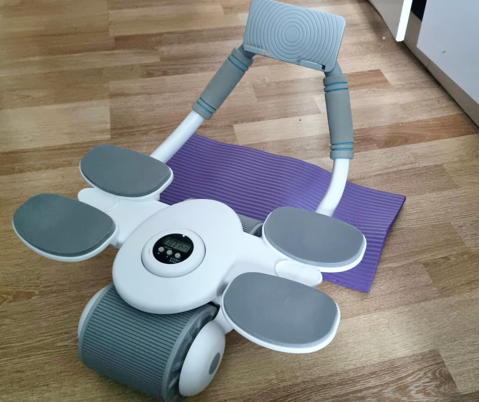 4-Elbow Support Ab Roller Automatic Rebound Abdominal Wheel with Phone ...