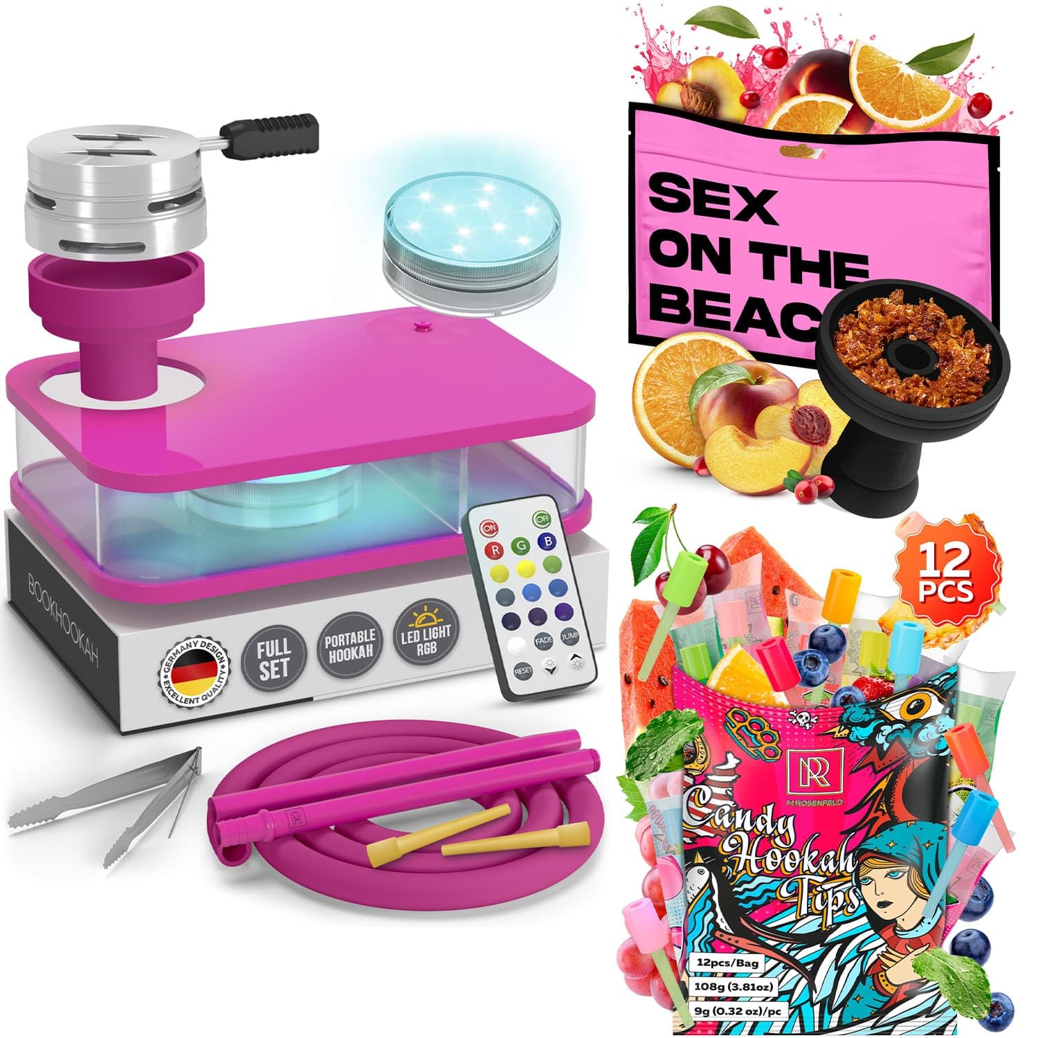 Amazon.com: Hookah Set With Everything - Premium Pink Hookah Set And ...