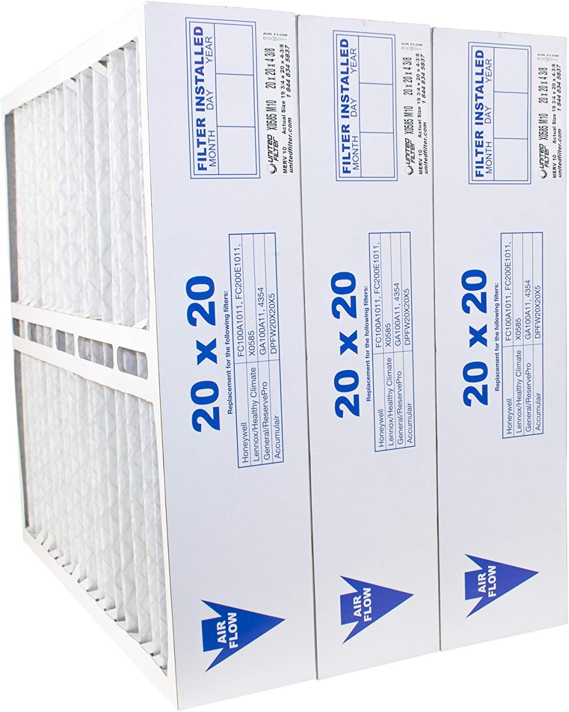 20x20x5 MERV 10 Furnace Filter Compatible with Lennox X0585 (19-5/8 x ...
