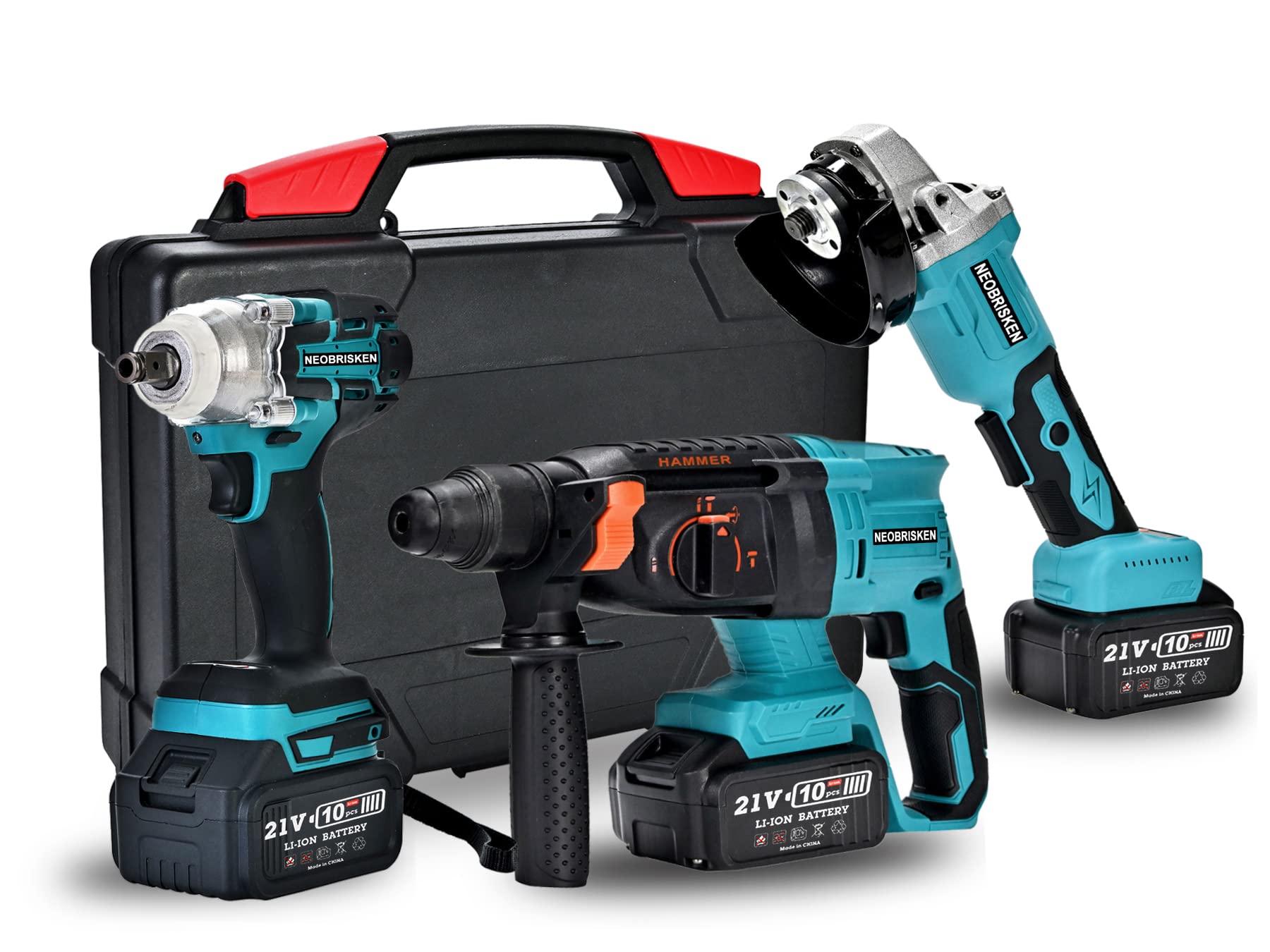 21V Cordless 3 in 1 Impact Wrench Electric Angle Grinder Rotary Hammer ...