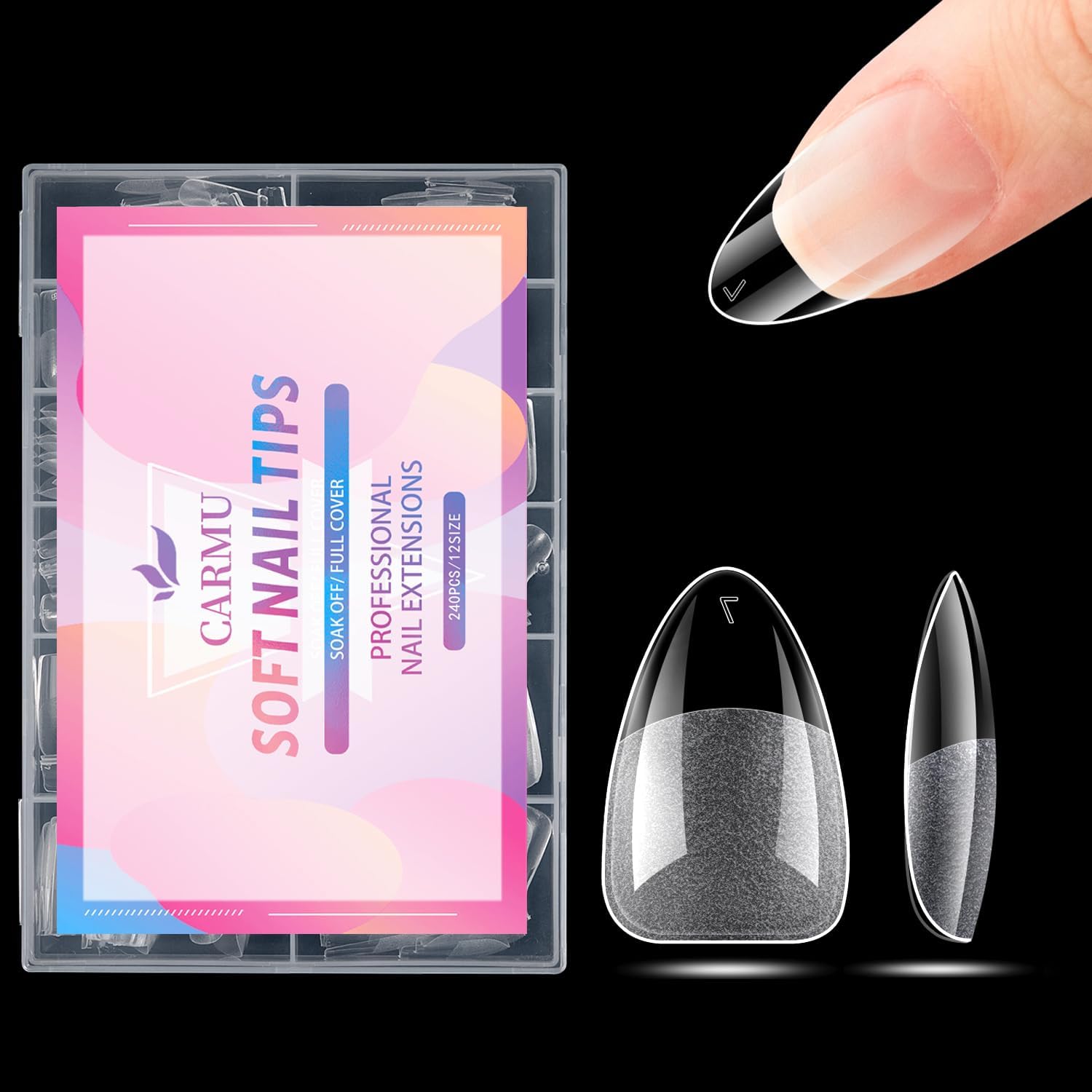 Amazon.com: Short Almond Soft Gel Nail Tips, Melous 120PCS Pre Buff ...