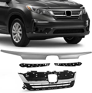 Amazon.com: Partzer Front Honeycomb Bumper Grille Grill Compatible with 2019-2022 Honda Pilot ...