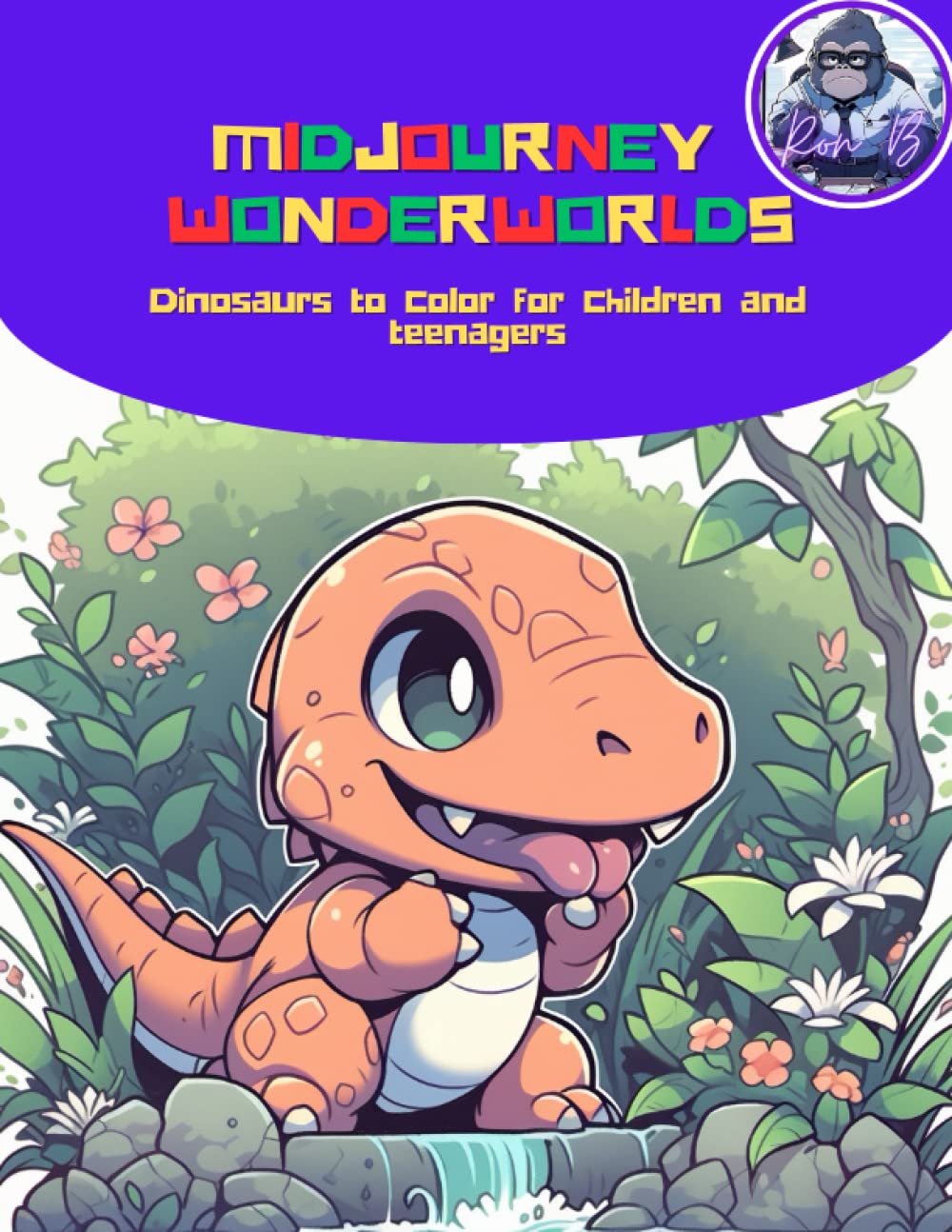 Amazon.com: Midjourney Wonderworlds: Dinosaurs to Color for Kids and ...