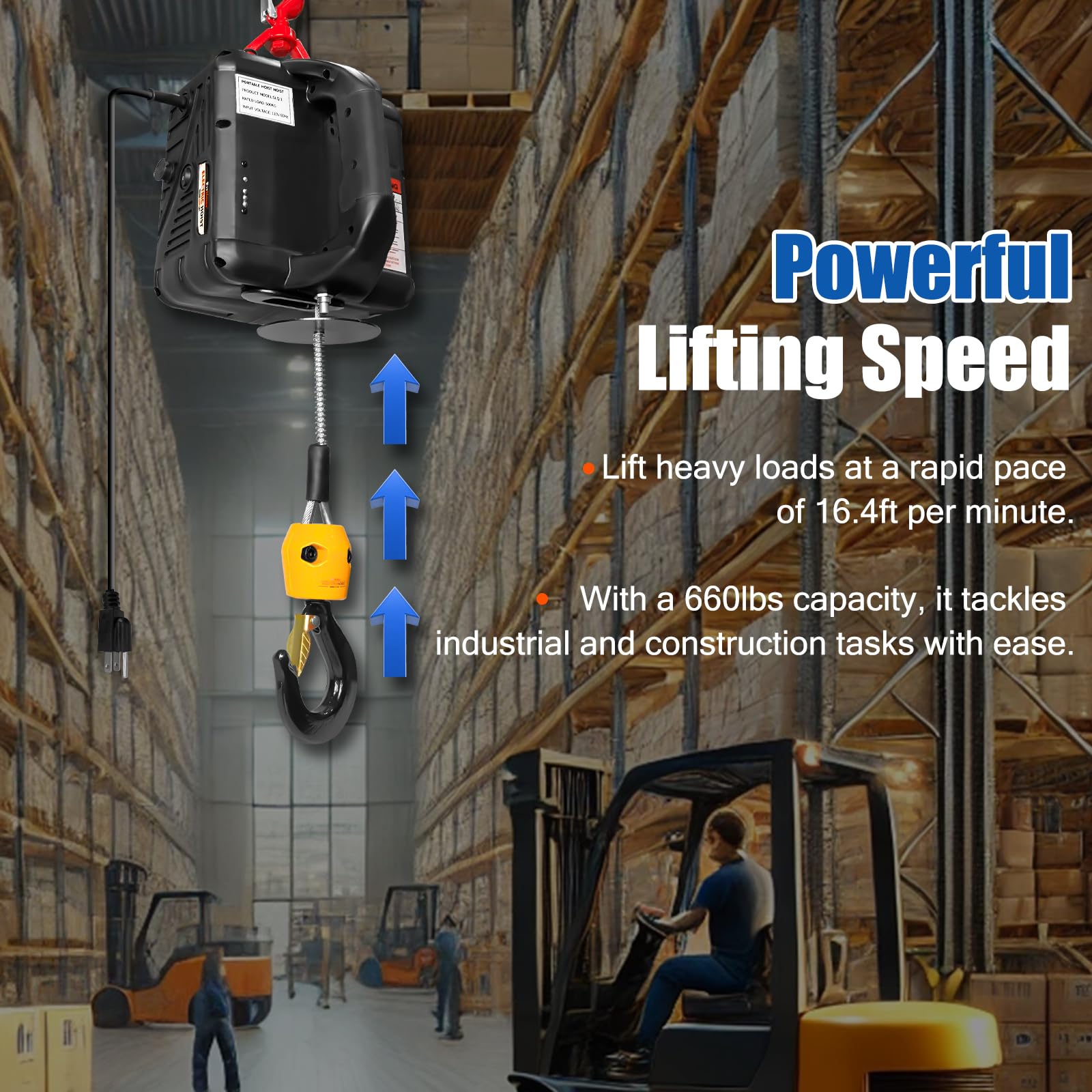 Snapklik.com : Electric Hoist Winch W/ 40ft Steel Cable, 110V & 120V ...