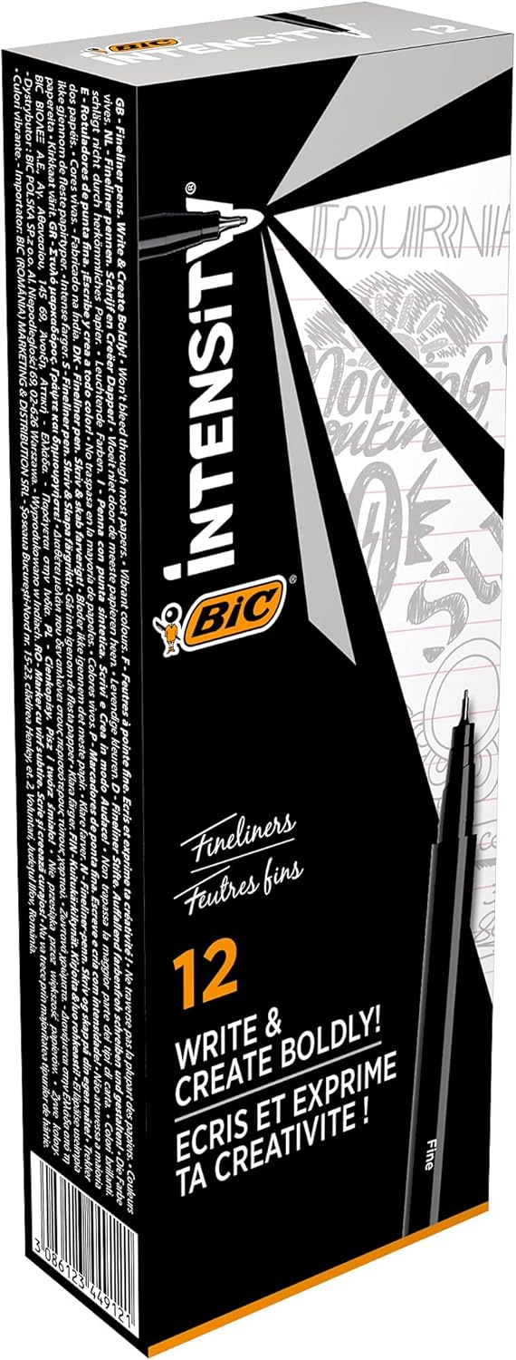 Amazon.com : BIC Intensity Fineliner Pens Set of 12 Pens in Grey with ...