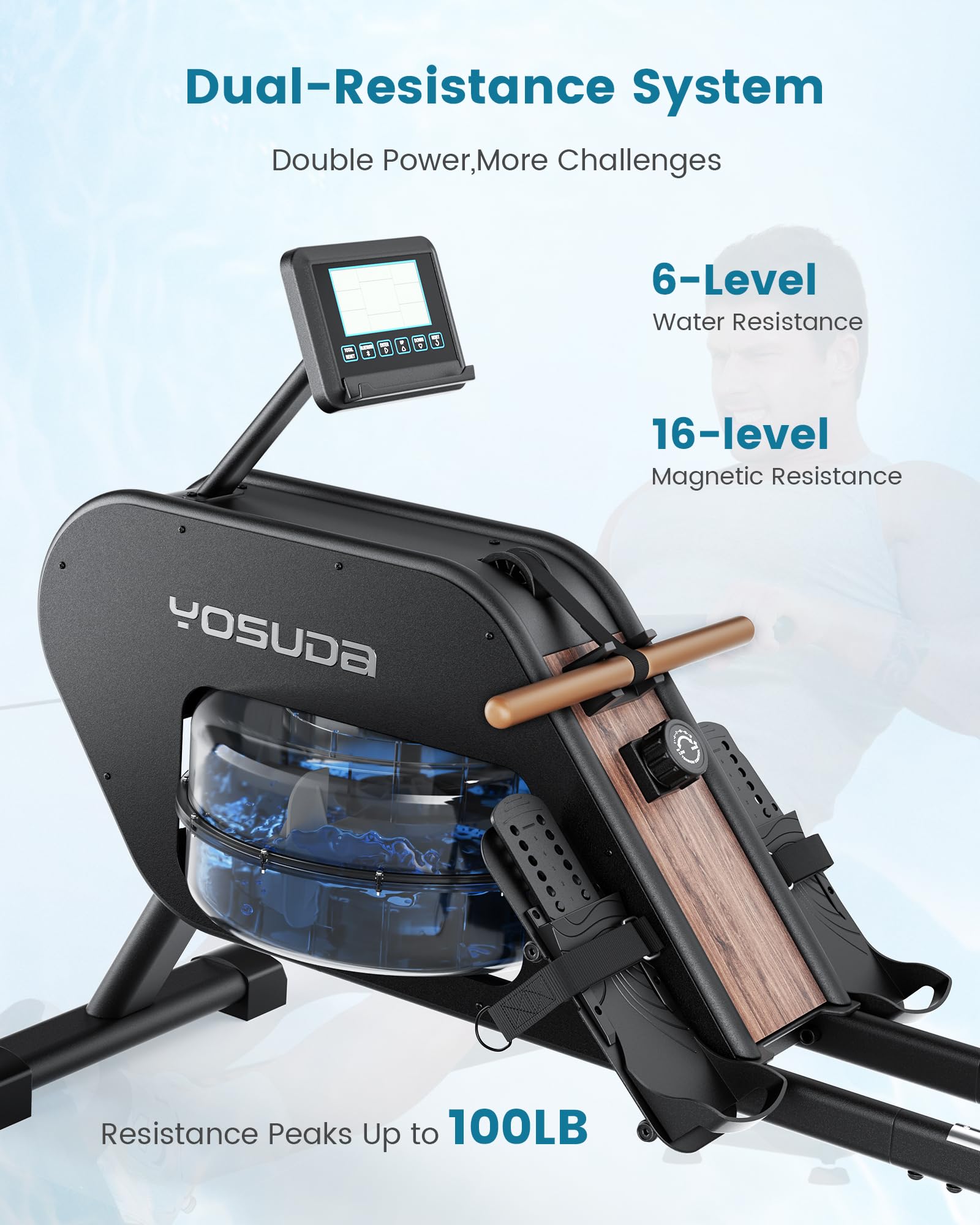 YOSUDA Water Rowing Machines for Home Use 400LBS Weight Capacity ...