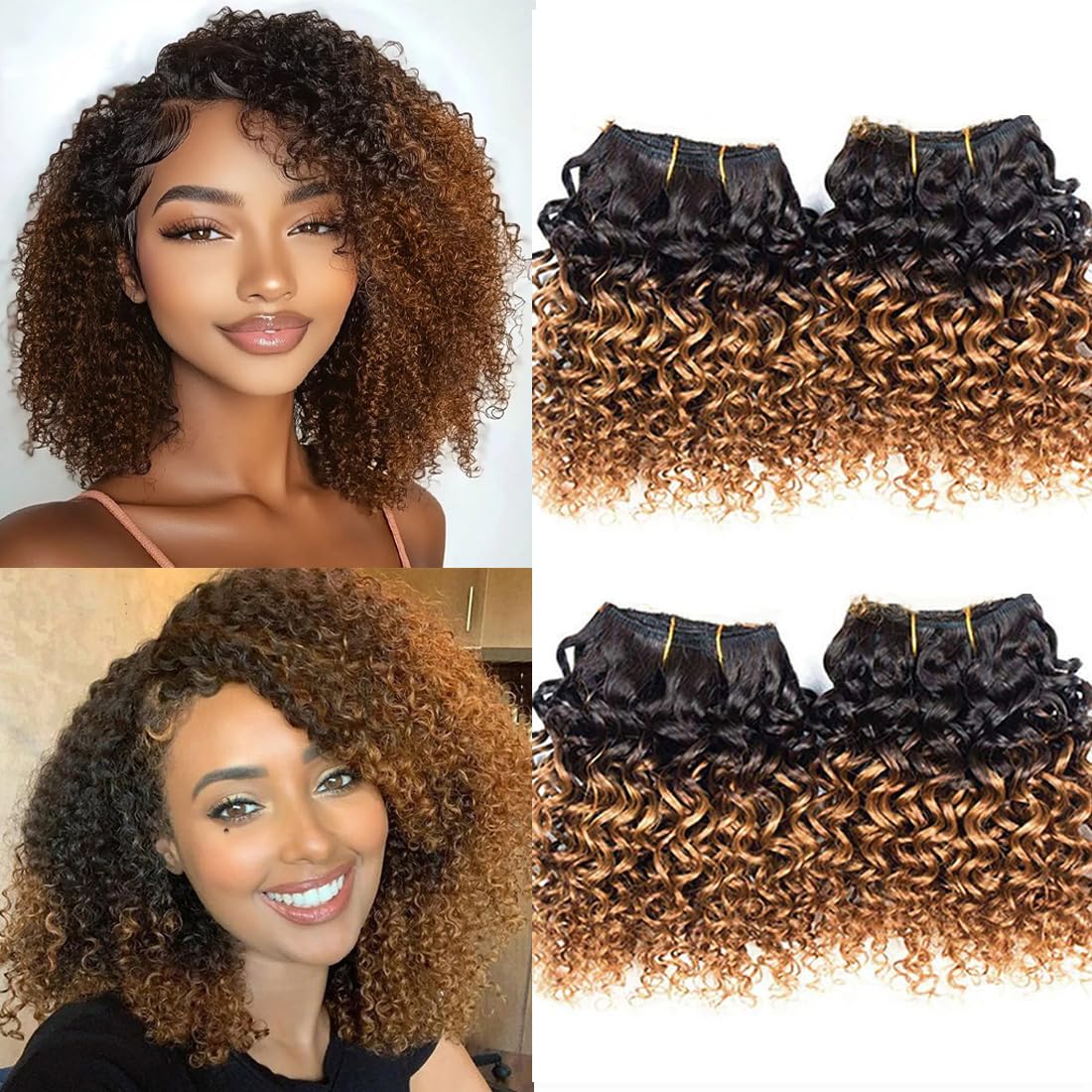 Amazon.com : Kinky Curly Bundles Human Hair 4 Bundles 8 8 8 8 Inch ...