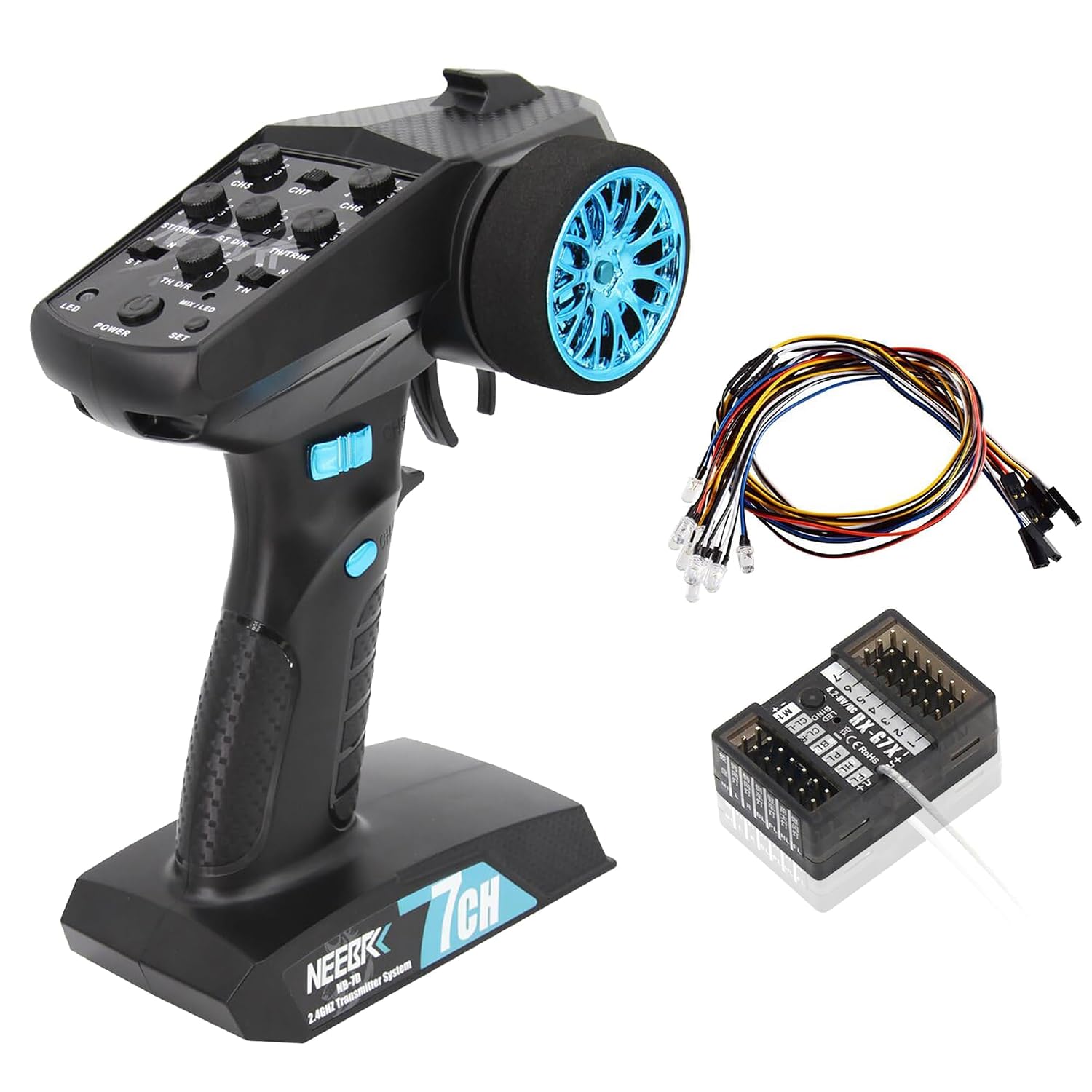 Buy NEEBRC 7 Channels RC Transmitter with Receiver Built-in Light ...