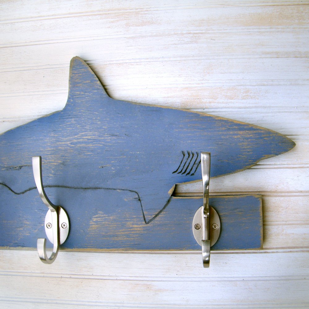 Amazon.com: Shark Mako Towel Coat Hook Wall Decor Hanging : Handmade ...