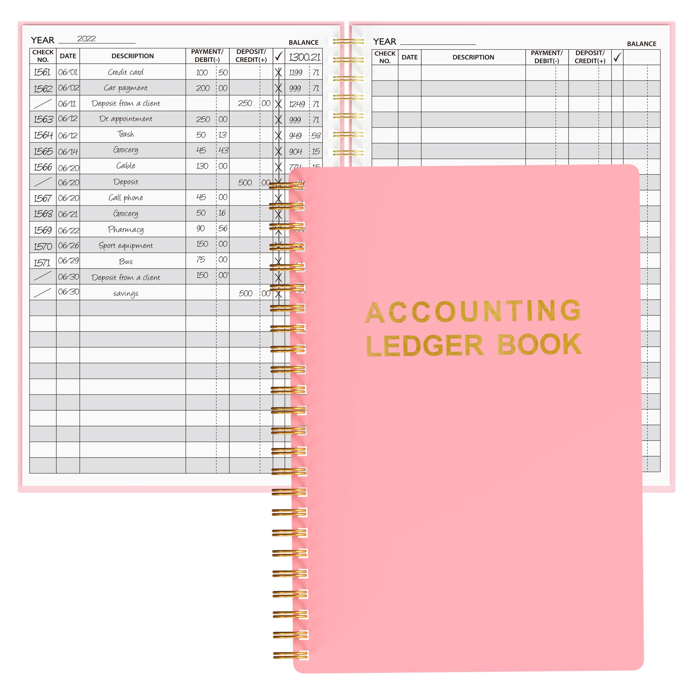 Amazon.com : Accounting Ledger Book - A5 Check Register for Small Businesses & Personal Use ...