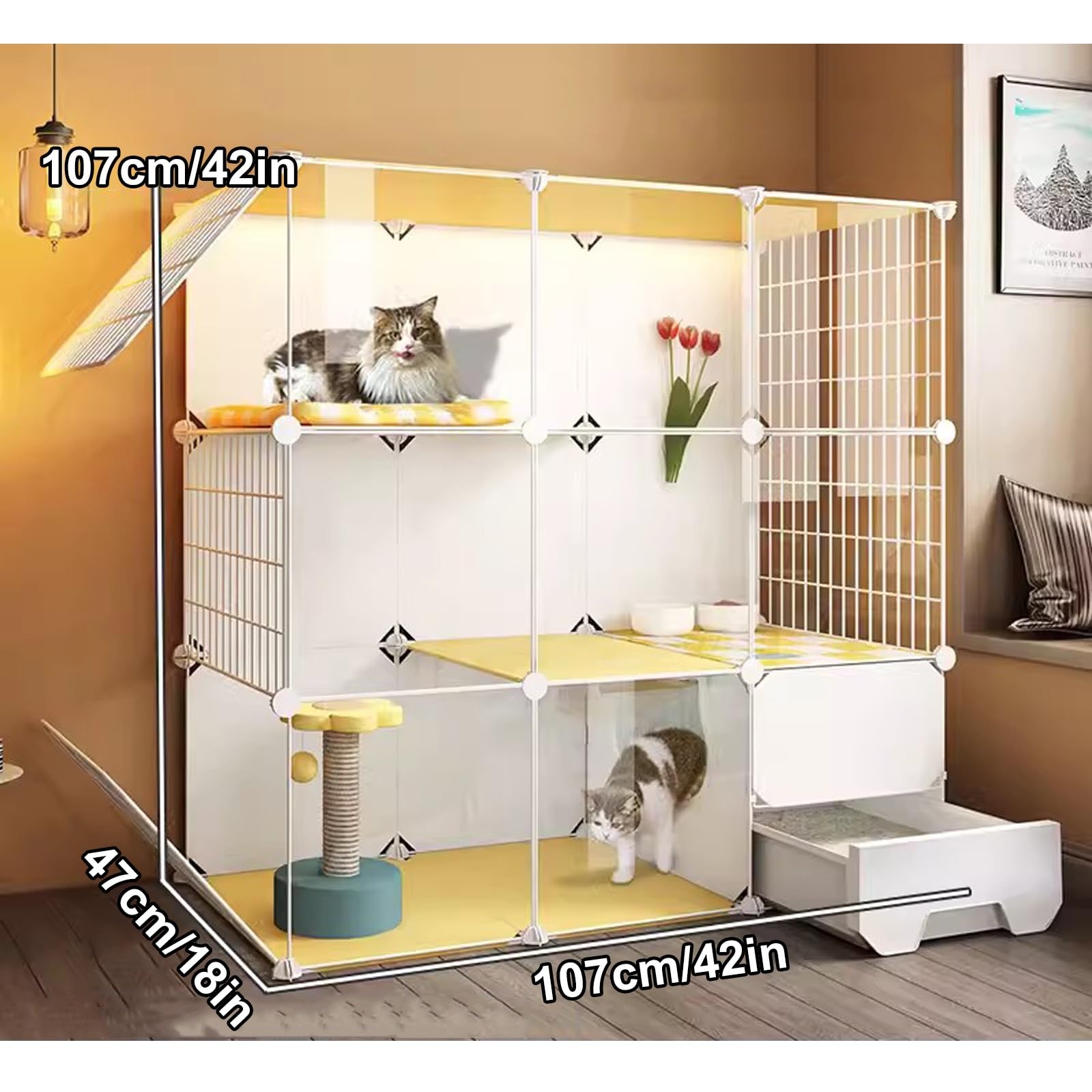House On Wheels Wooden Cat House, Indoor/Outdoor Cat Enclosure With ...