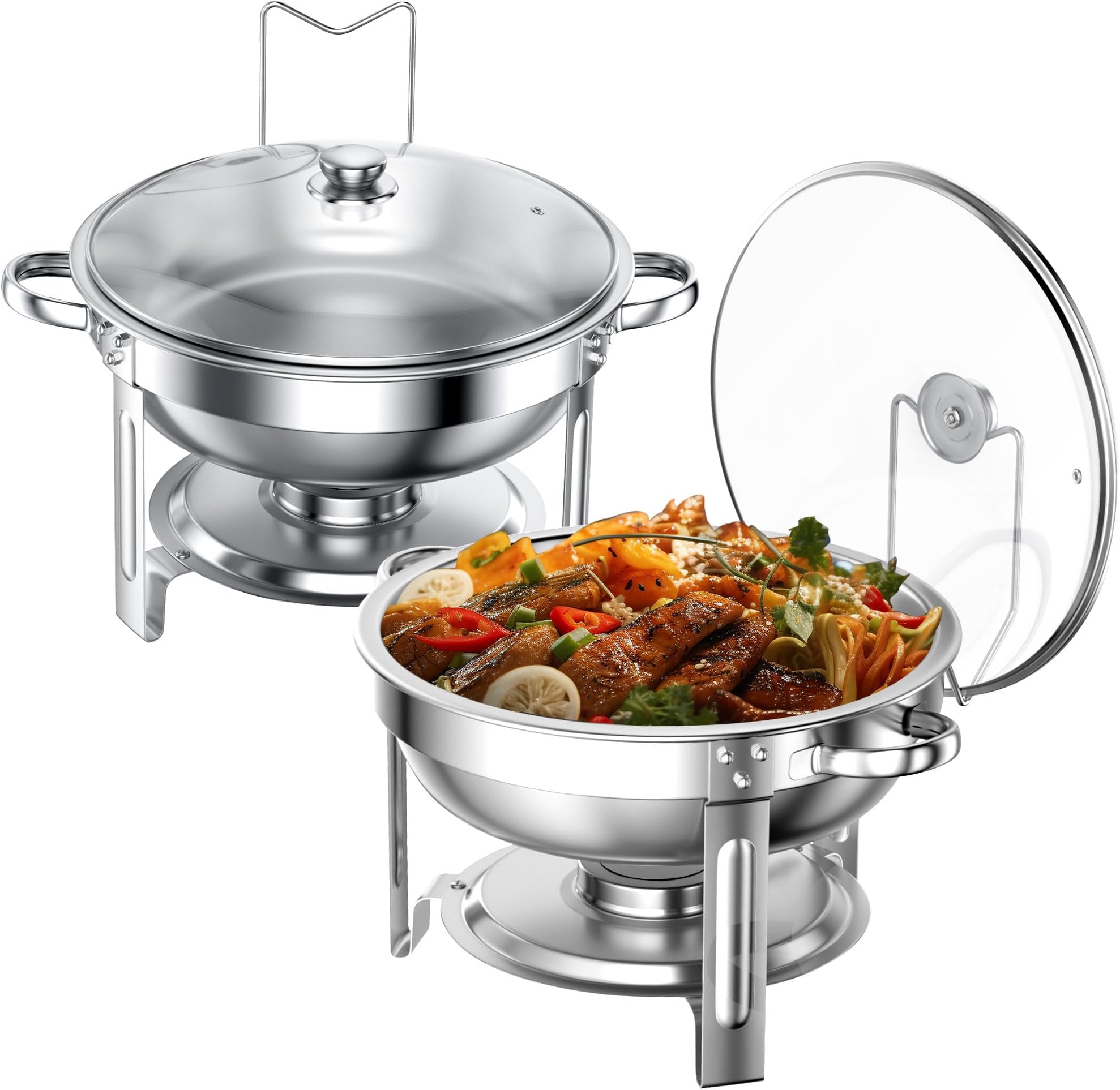 Amazon.com: 2 Pack Chafing Dish Buffet Set, Riccioney 4 QT Round ...