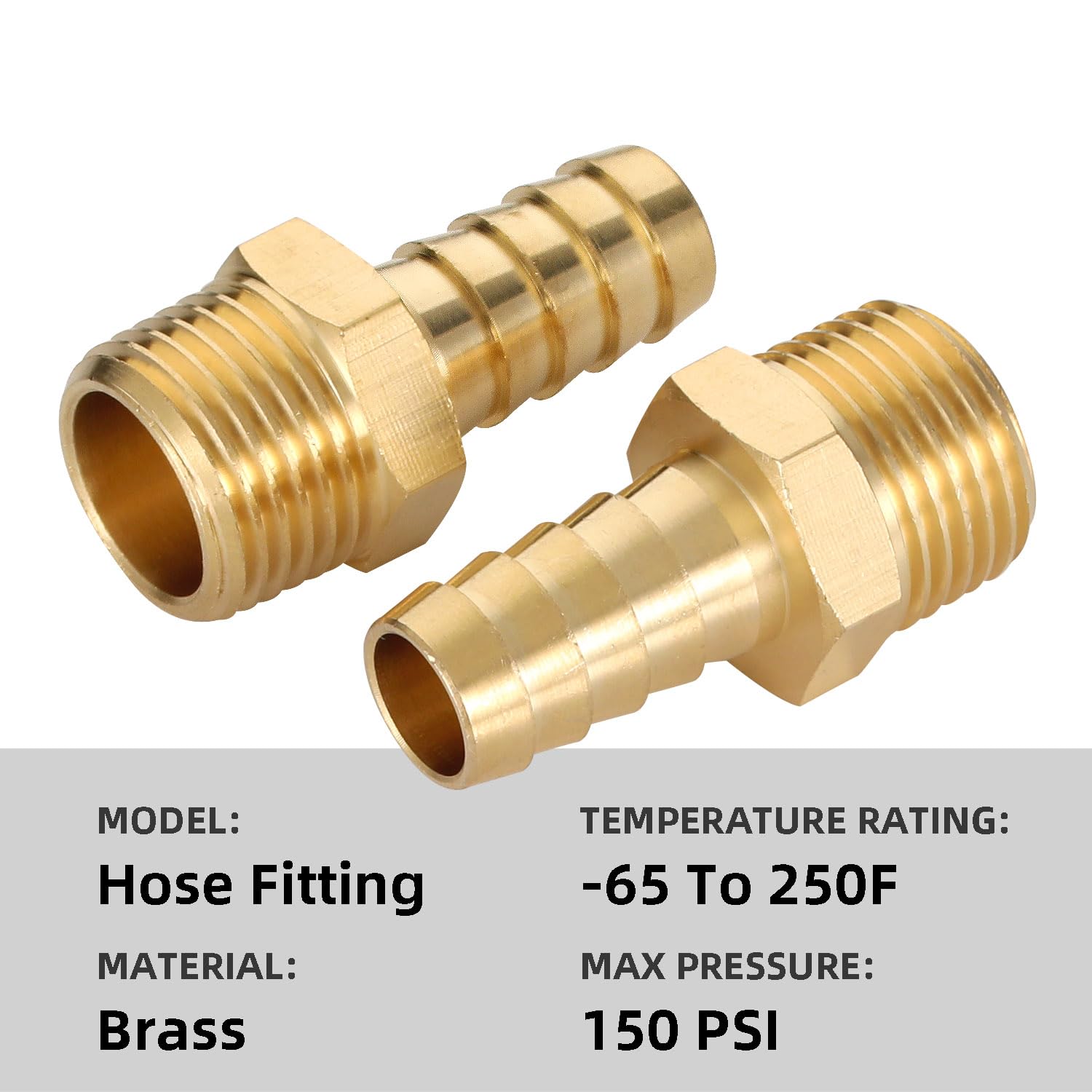 Snapklik.com : Brass Hose Barb Fittings, 1/4 Barb To 1/2 NPT Male Pipe ...