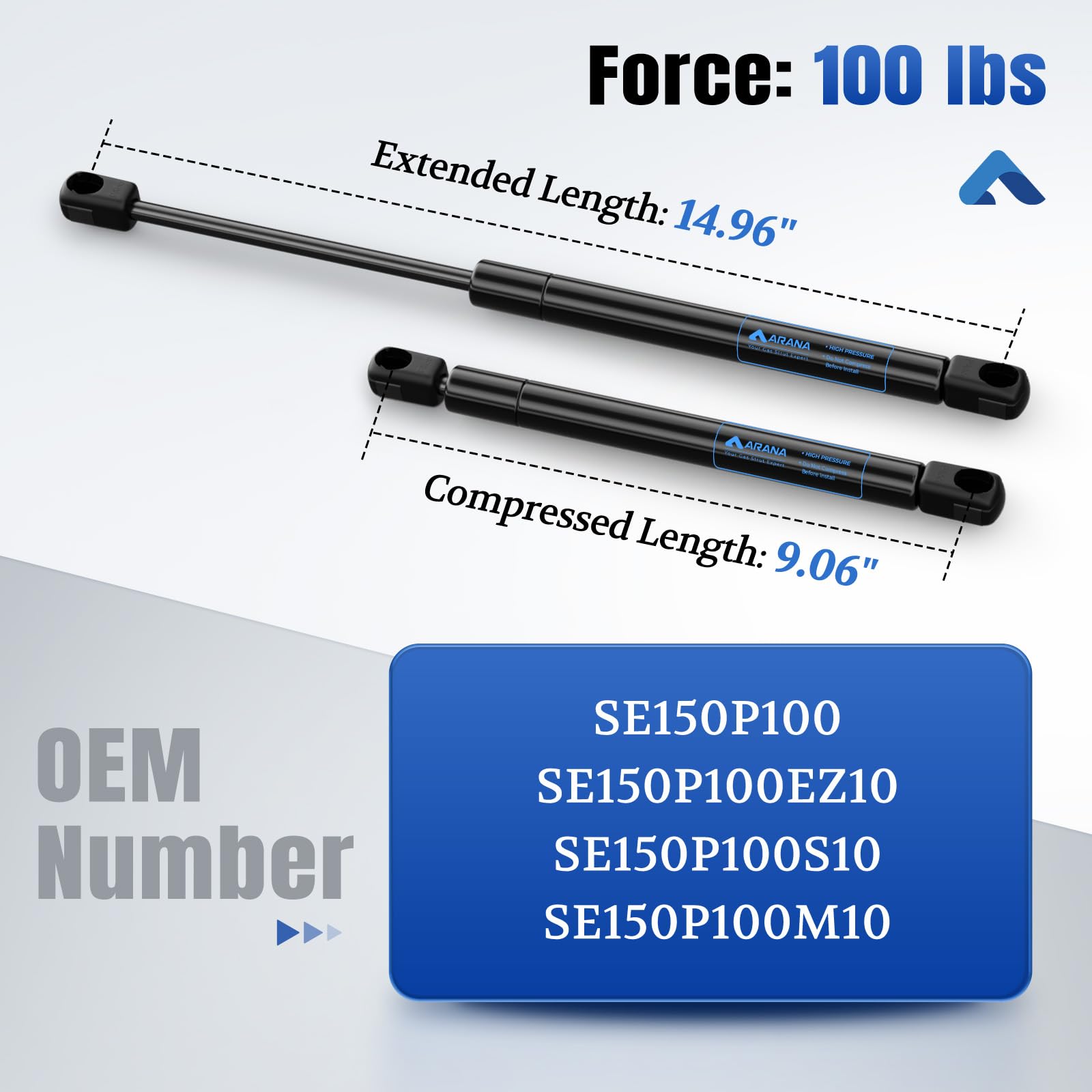 Snapklik.com : 15 Inch 100 Lbs Gas Spring Shocks Struts, SE150P100 15 ...