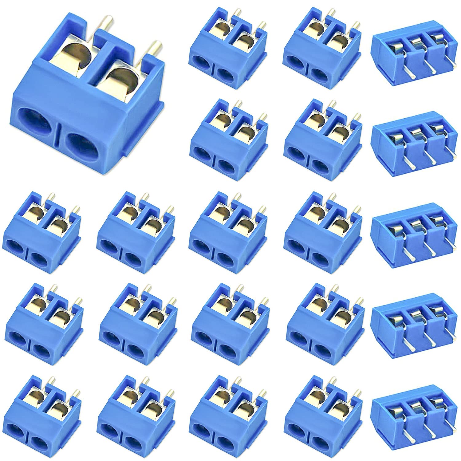 Keszoox 62pcs 5mm Pitch 2 Pin & 3 Pin PCB Mount Screw Terminal Block ...