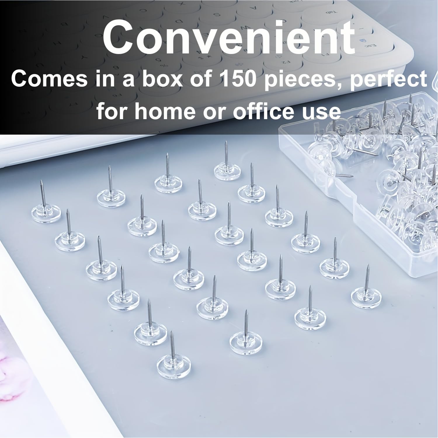 Snapklik.com : 150 PCS Clear Push Pins Tacks Count In Reusable Box For ...