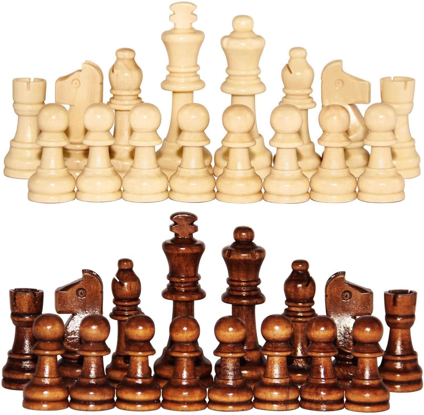 Amazon.com: Set of Wooden Chess Pieces, 5.5 cm King, 32 Pieces Only ...