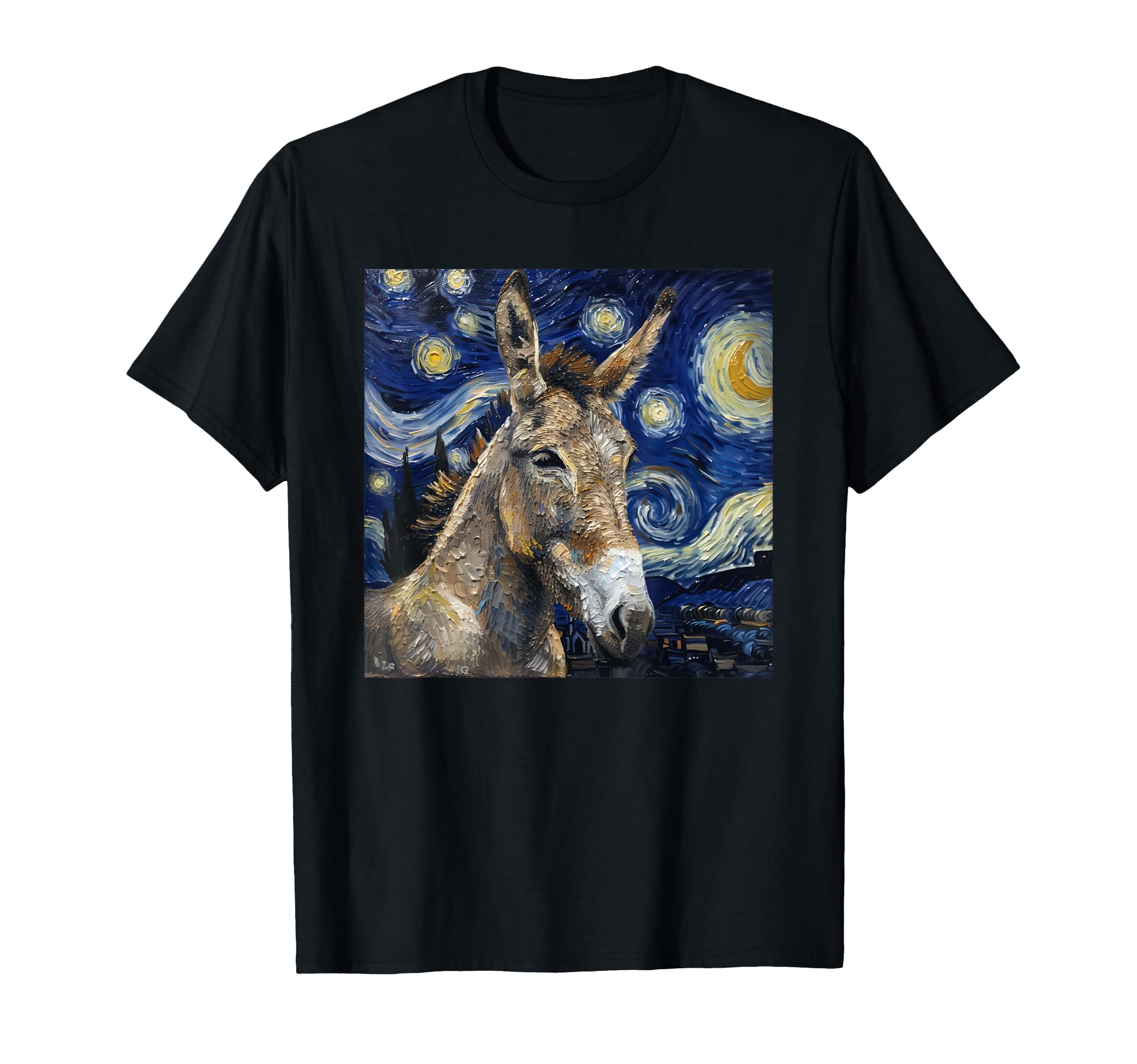 Amazon.com: Donkey Van Gogh Style Starry Night T-Shirt : Clothing ...