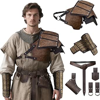 Amazon.com: HiiFeuer 8 Pcs Medieval Viking Costume Set,Faux Leather ...
