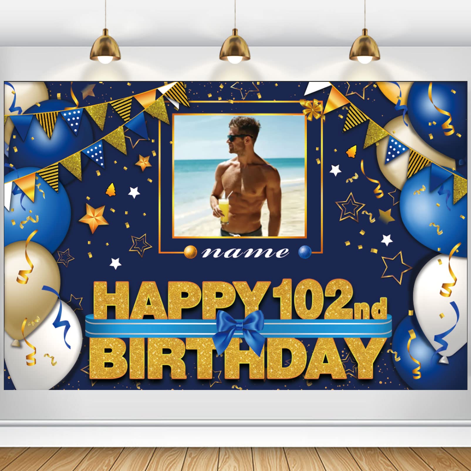 Amazon.com: Custom Happy 102nd Birthday Decorations Banner - 102 Years ...