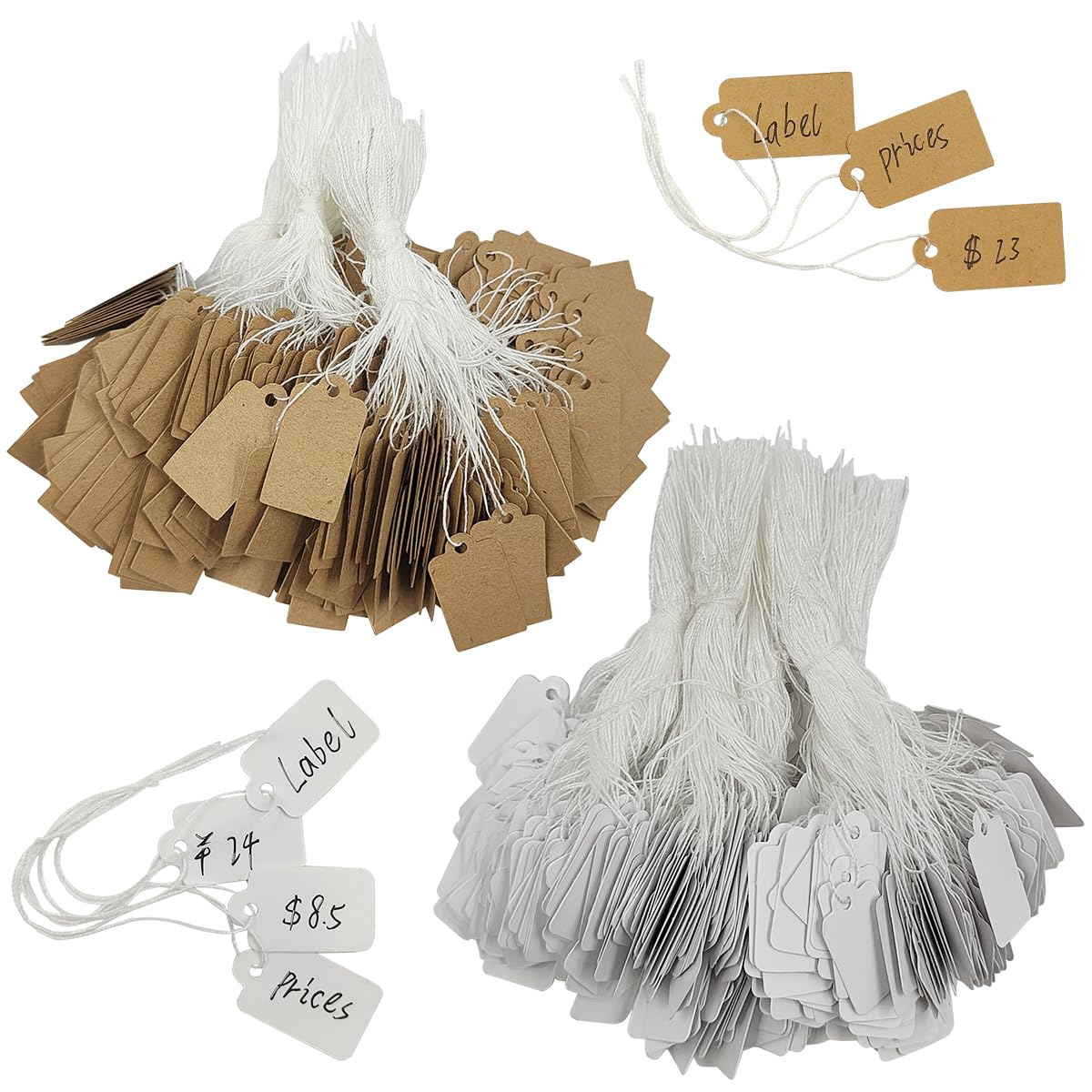 Amazon.com : 1000pcs Price Tags with Hanging String, SourceTon Labels ...