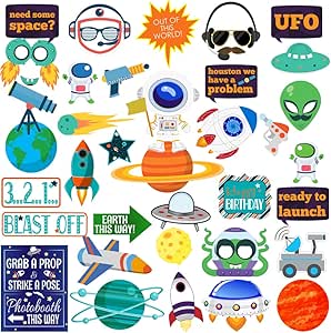 Amazon.com: Outer Space Photo Booth Props, 41pcs Outer Space Party ...
