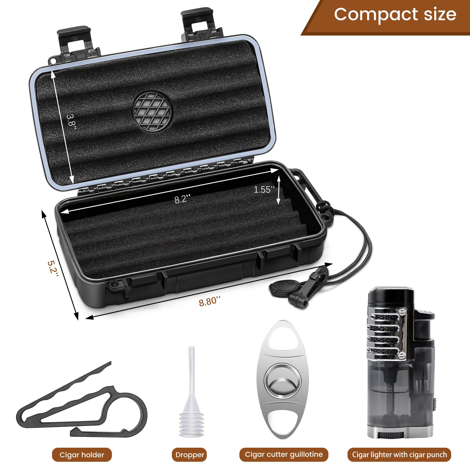 Snapklik.com : Flauno Travel Cigar Humidor Case - Portable Humidor Kit