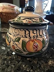 Amazon.com: Hand Painted Italian Ceramic Garlic Jar Venezia - Handmade ...