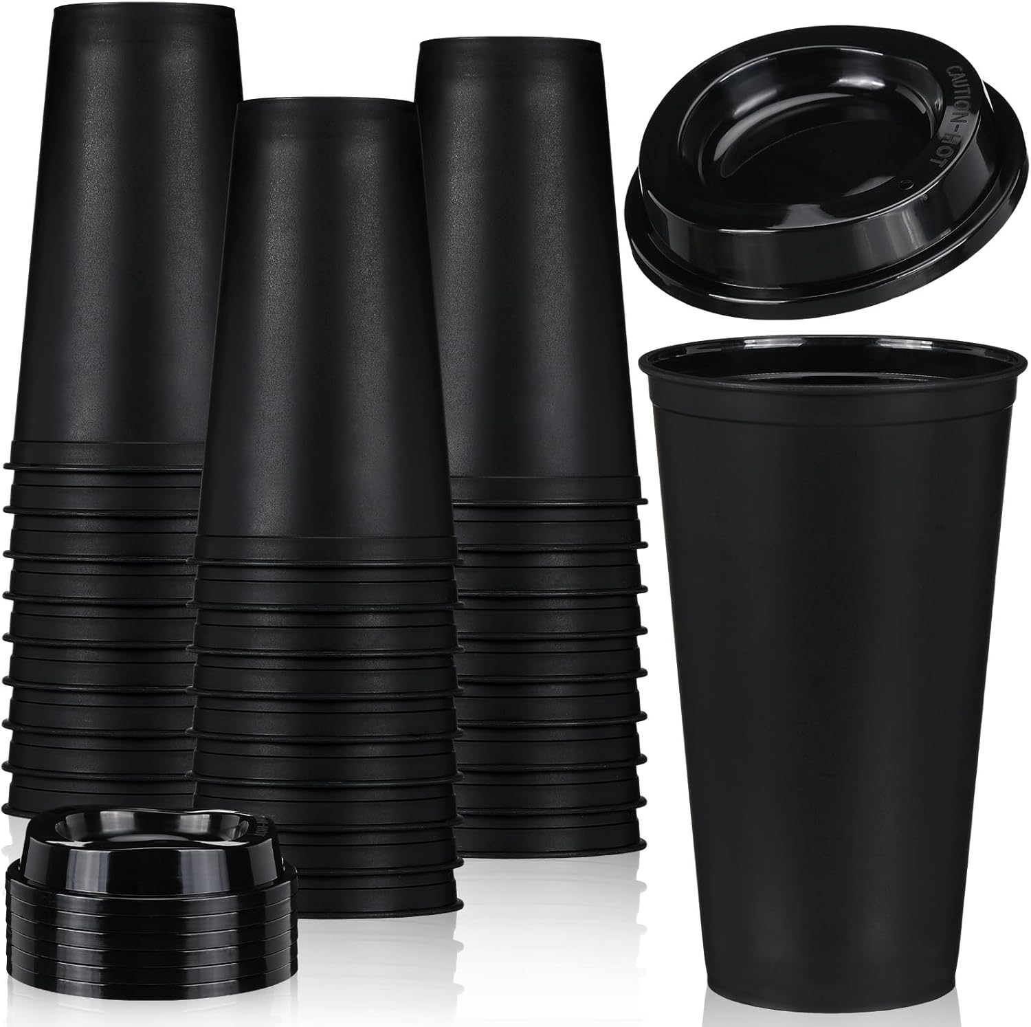 Amazon.com | Ninehaoou 15 Pack Reusable Coffee Cups with Lids 12 oz ...
