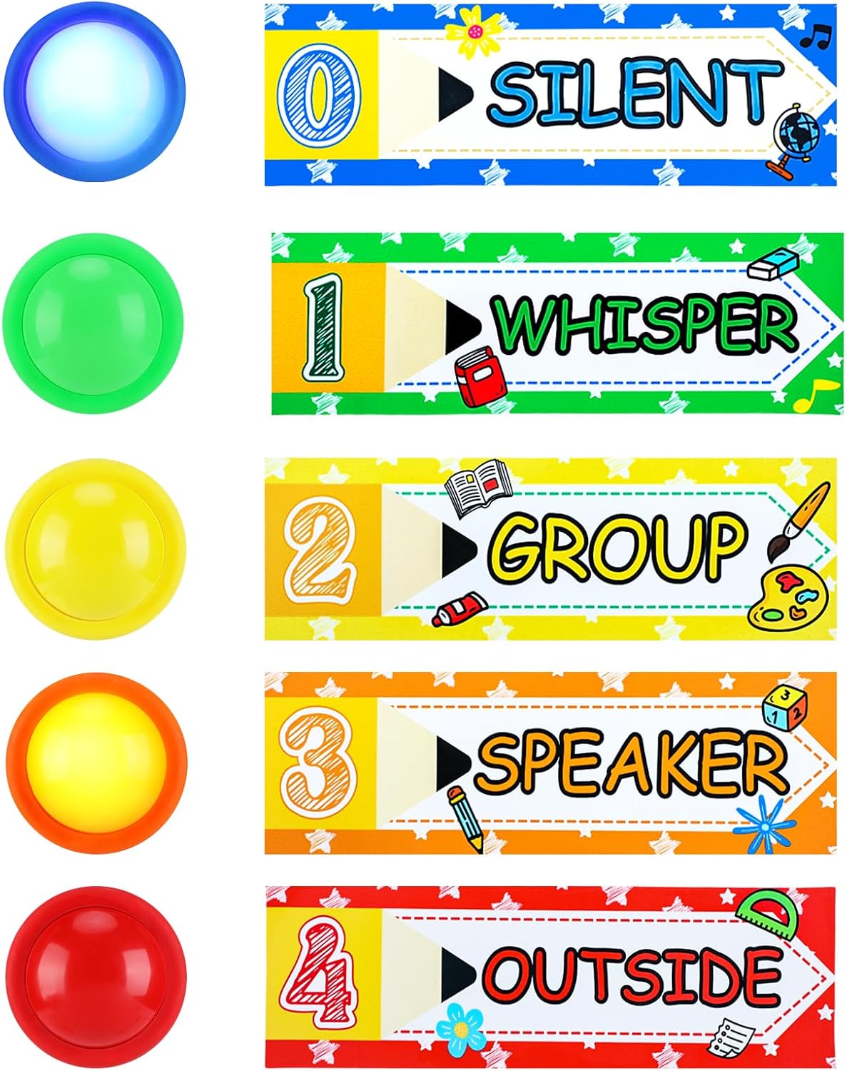 Amazon.com: 5 Pack Voice Level Lights Classroom Kits - Battery Operated ...