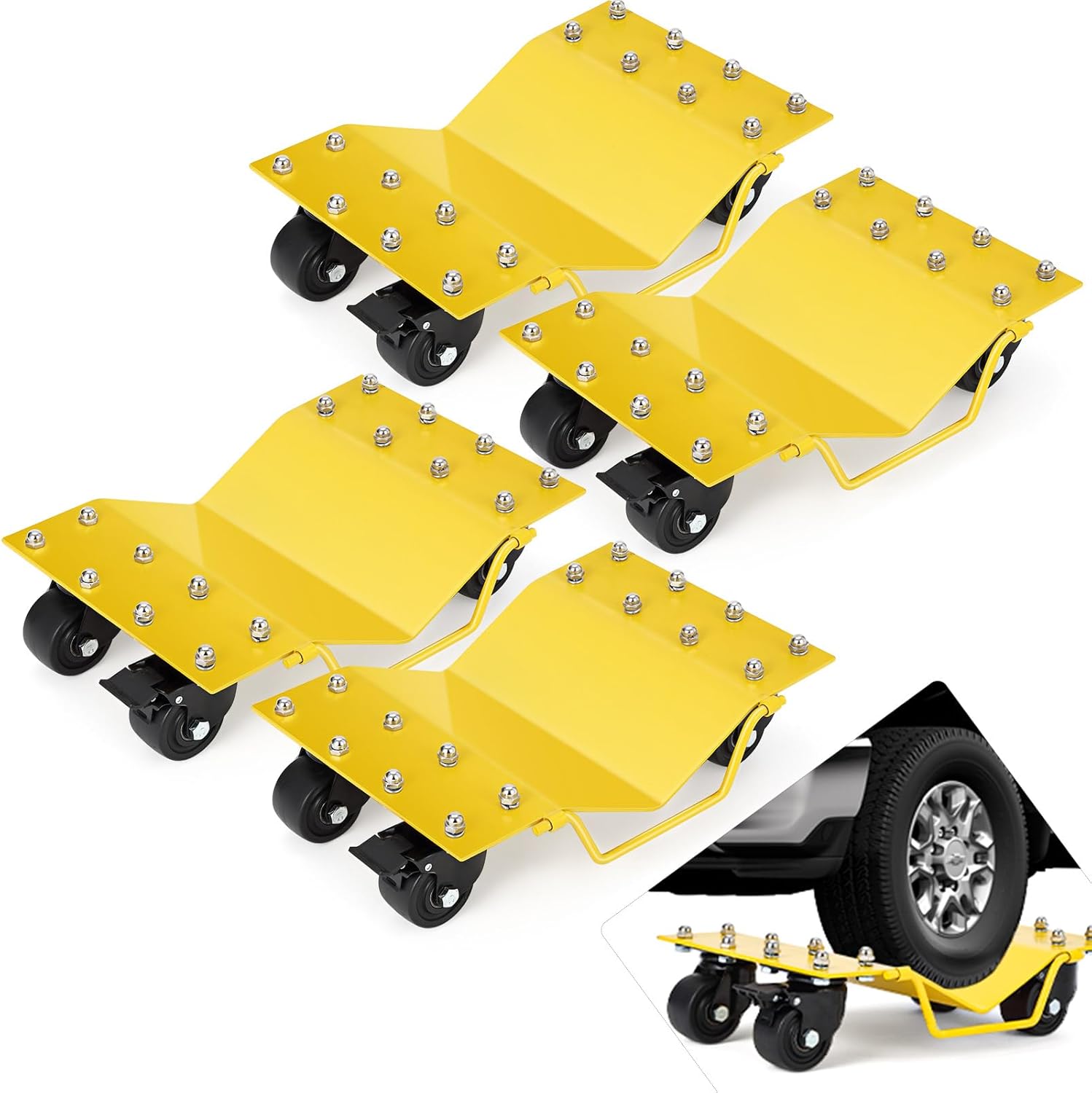 TackView Car Dolly Set of 4,8000 LBS Capacity Wheel Dollies with ...