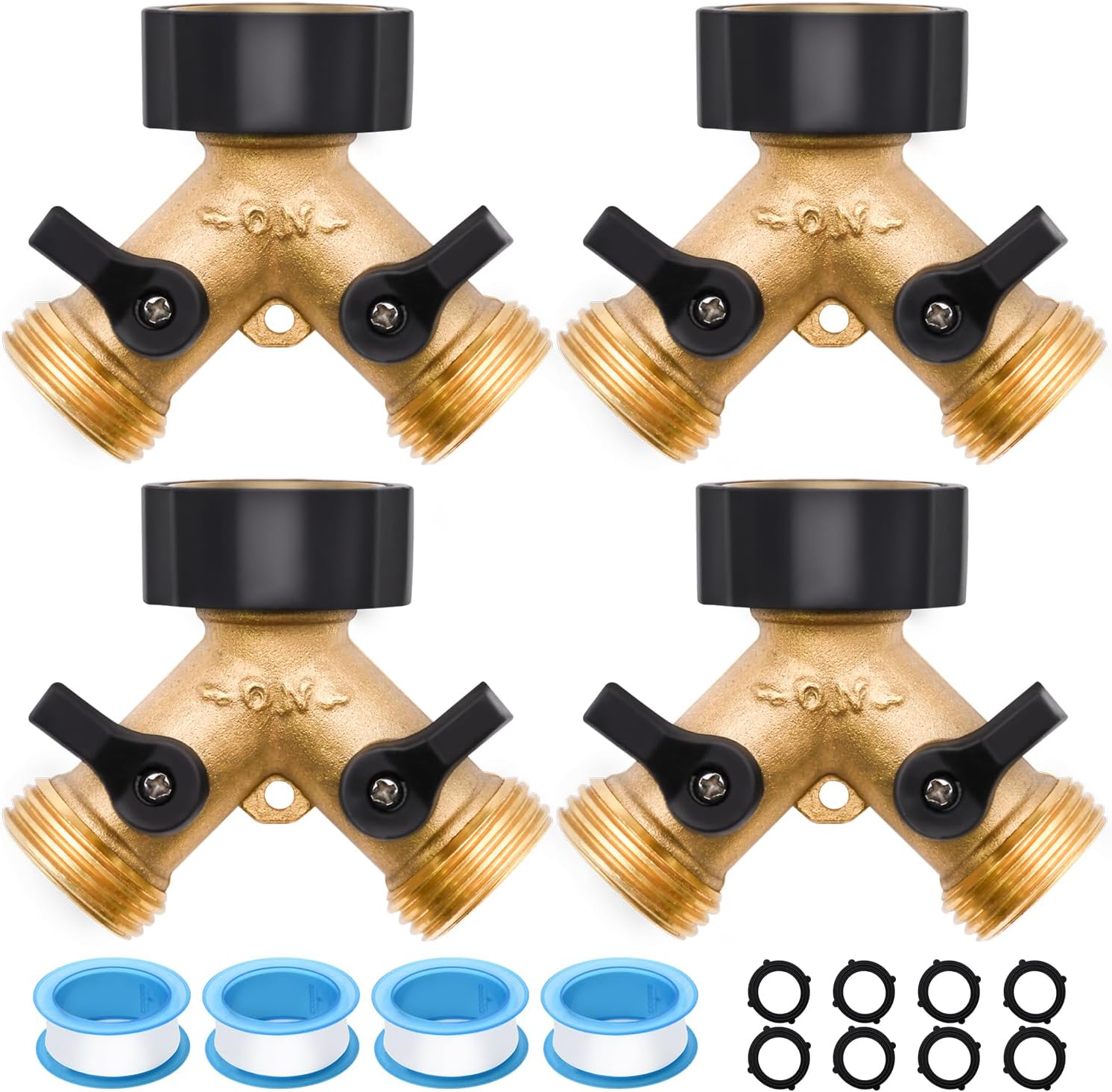 Amazon.com: 4 Pack Hose Splitter, 2 Way Heavy Duty Brass Garden Hose ...
