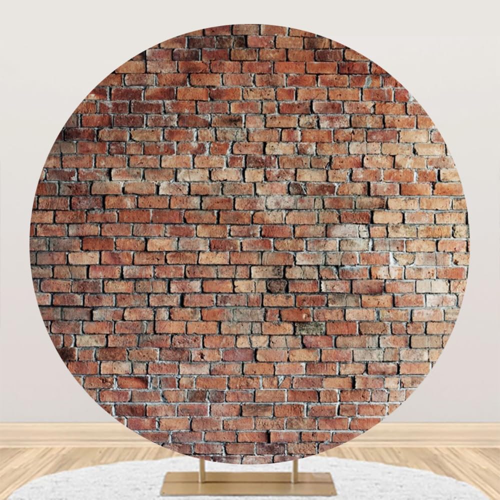 Brick Round Backdrop Cover 7.2ft Vintage Red Brick Wall Retro Rustic ...