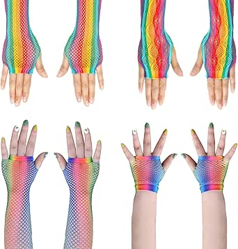 Amazon.com: COAUXOG 4 Pairs Colorful Fishnet Gloves - Short Mesh ...