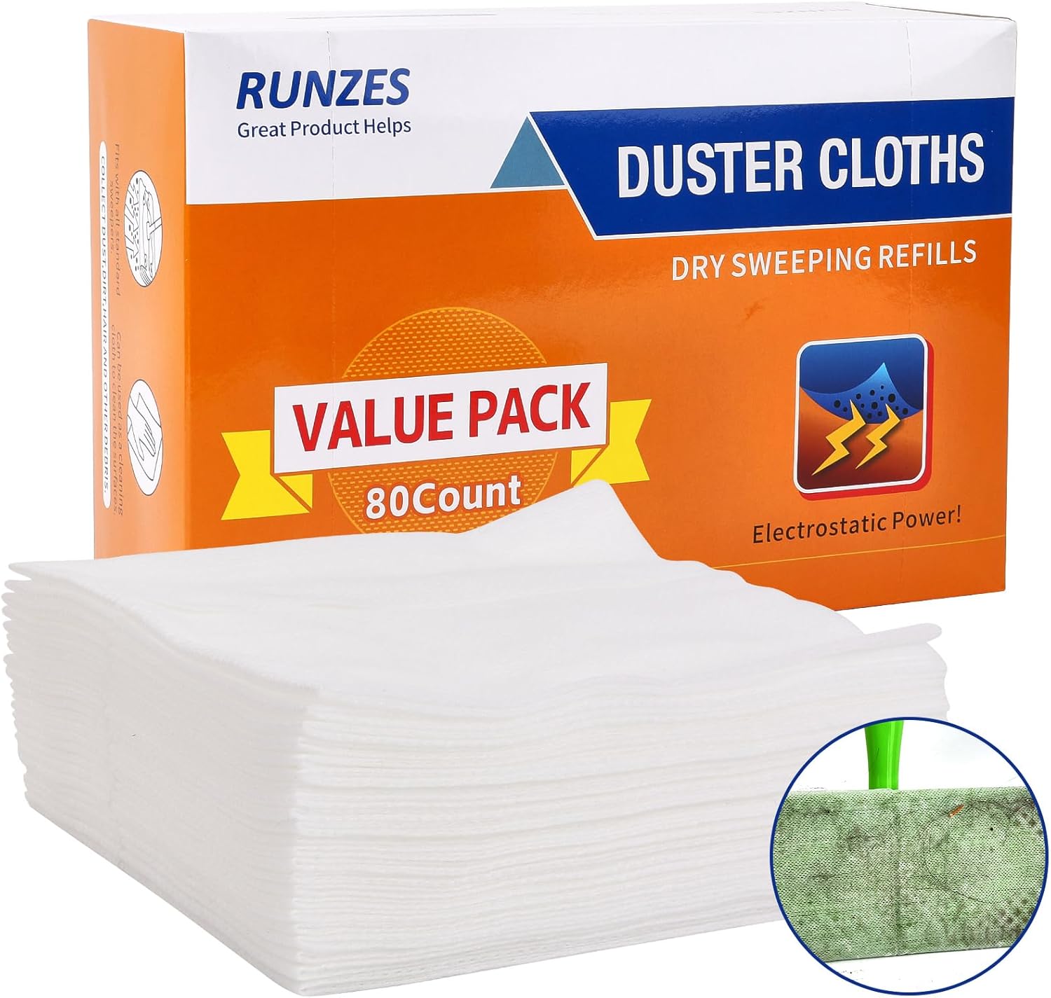 Amazon.com: Runzes Dry Sweeping Refills 80Count Mop Pads Duster Cloths ...
